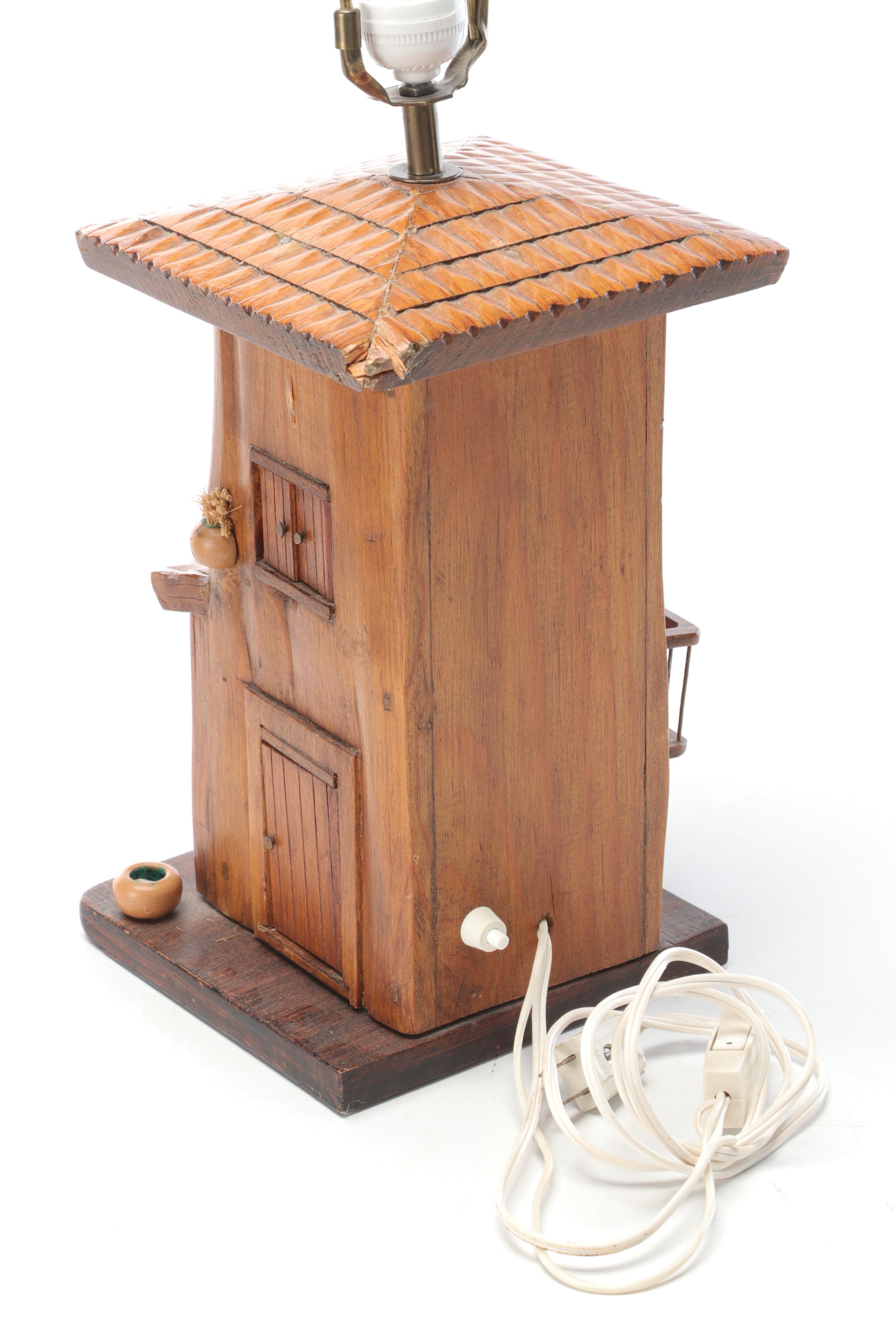 Hand-Crafted Wooden Two Story Saloon and Pagoda Diorama Table Lamps ...