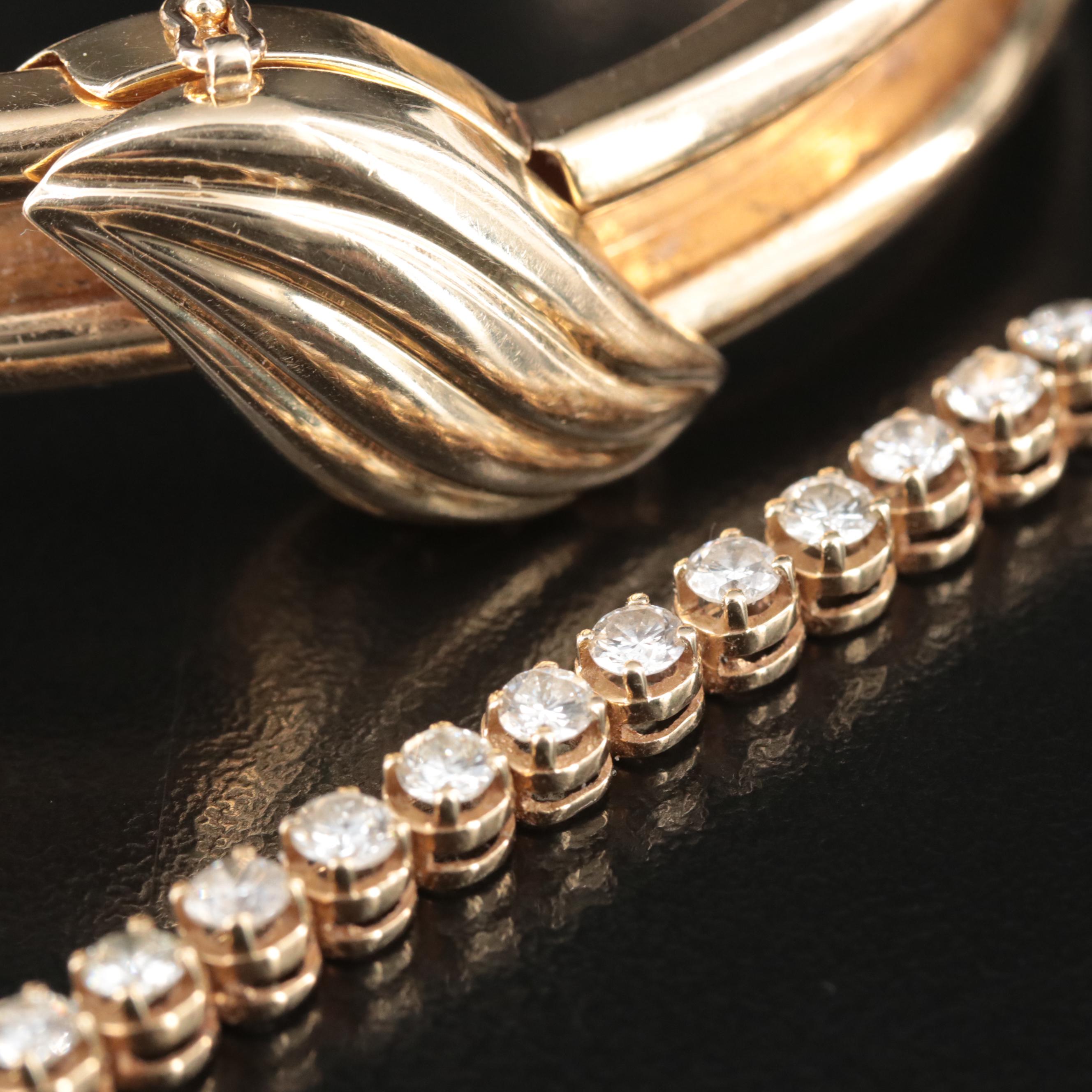 14K 4.51 CTW Diamond Hinged Convertible Bangle | EBTH