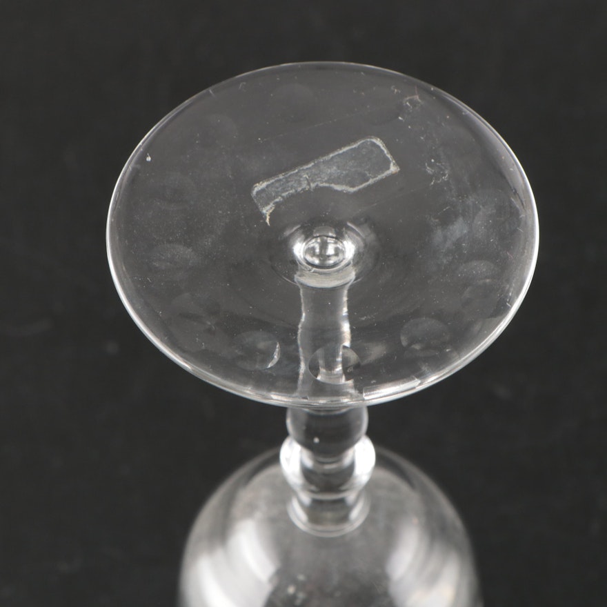 Art Deco Style Etched Glass Wine Glasses And Coupes Mid 20th Century