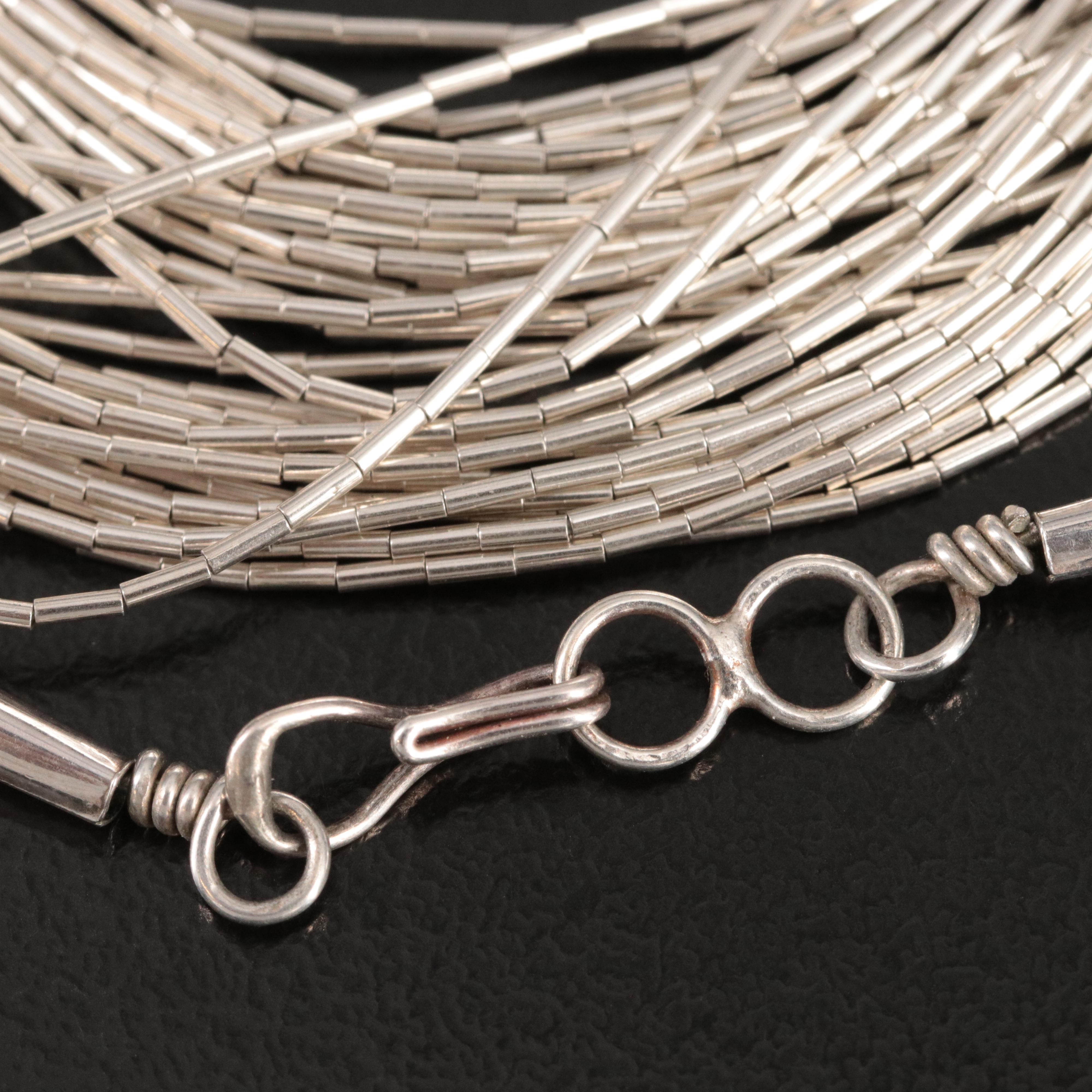 Multi Chain Sterling Liquid Silver Necklace | EBTH