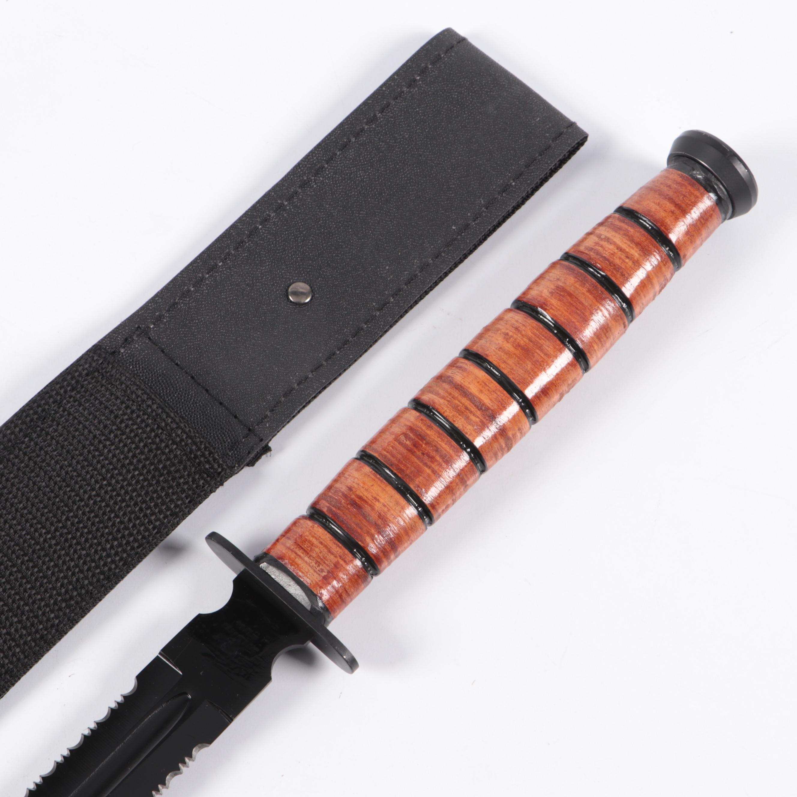 Snake Eye Wood Handled Serrated Stainless Steel Blade Sword | EBTH