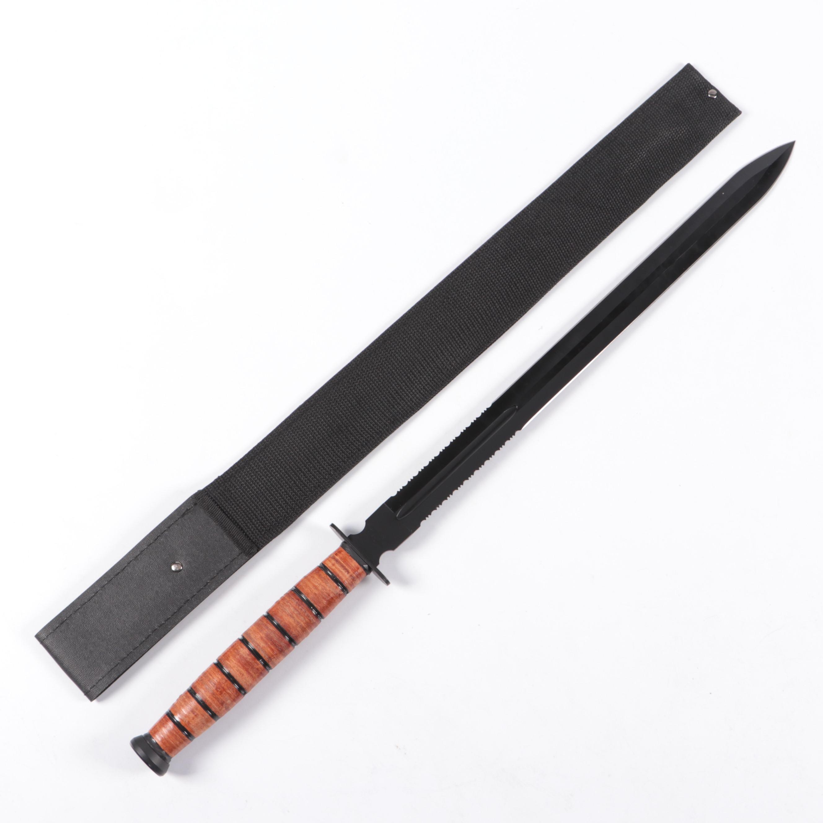 Snake Eye Wood Handled Serrated Stainless Steel Blade Sword ...