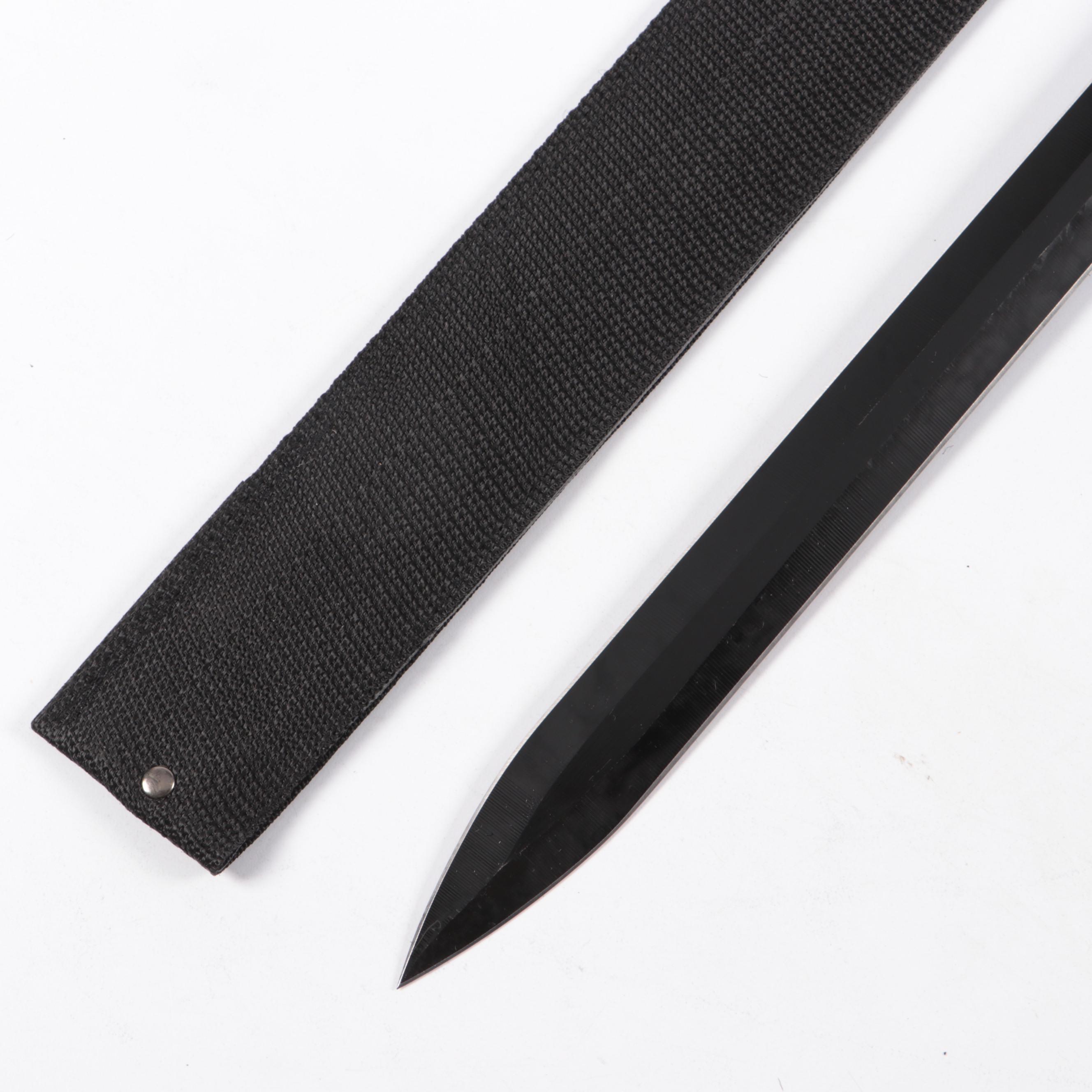 Snake Eye Wood Handled Serrated Stainless Steel Blade Sword ...