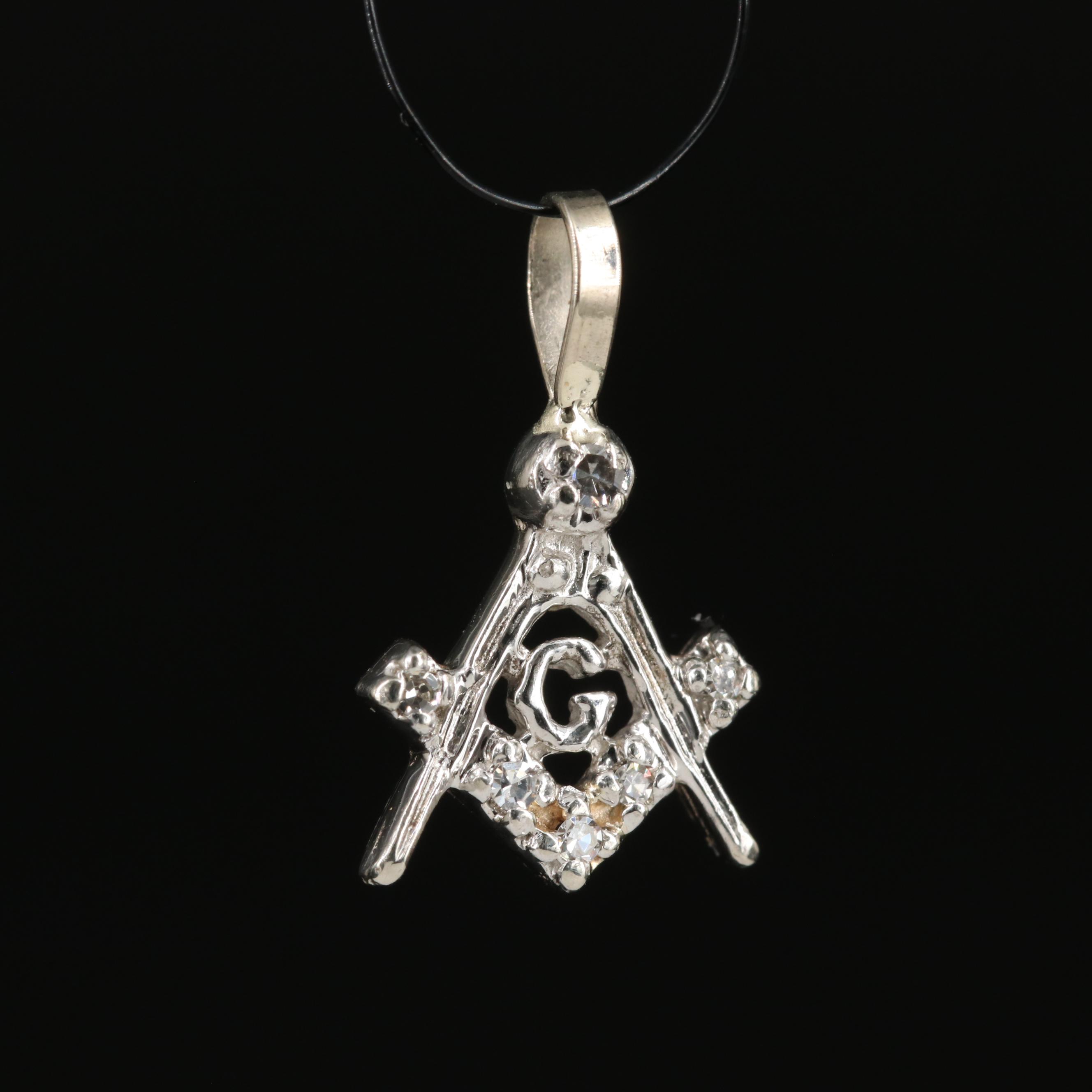 14K Diamond Masonic Emblem Pendant | EBTH