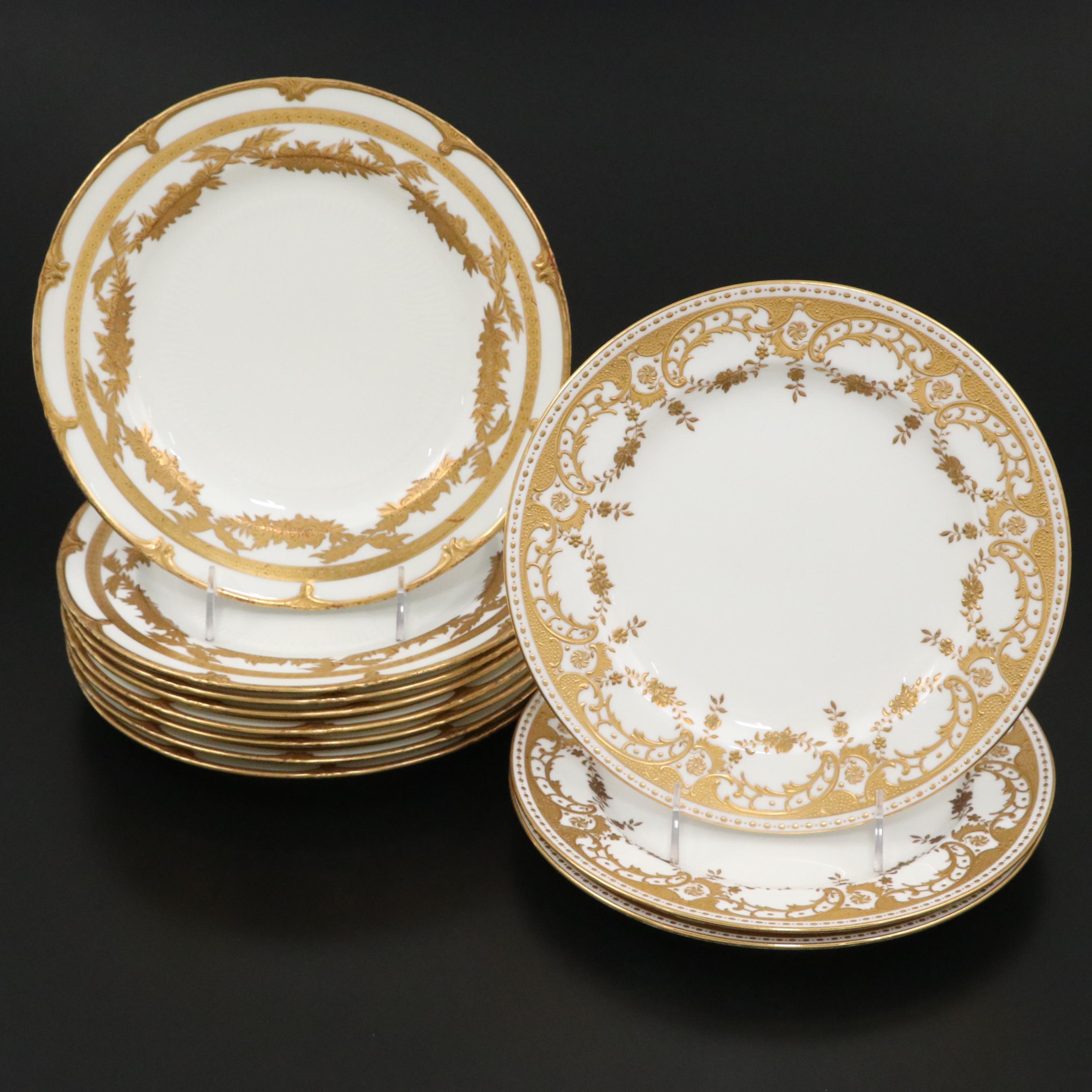 Cauldon and Minton English Bone China Dinner Plates, Late 19th/ Early ...