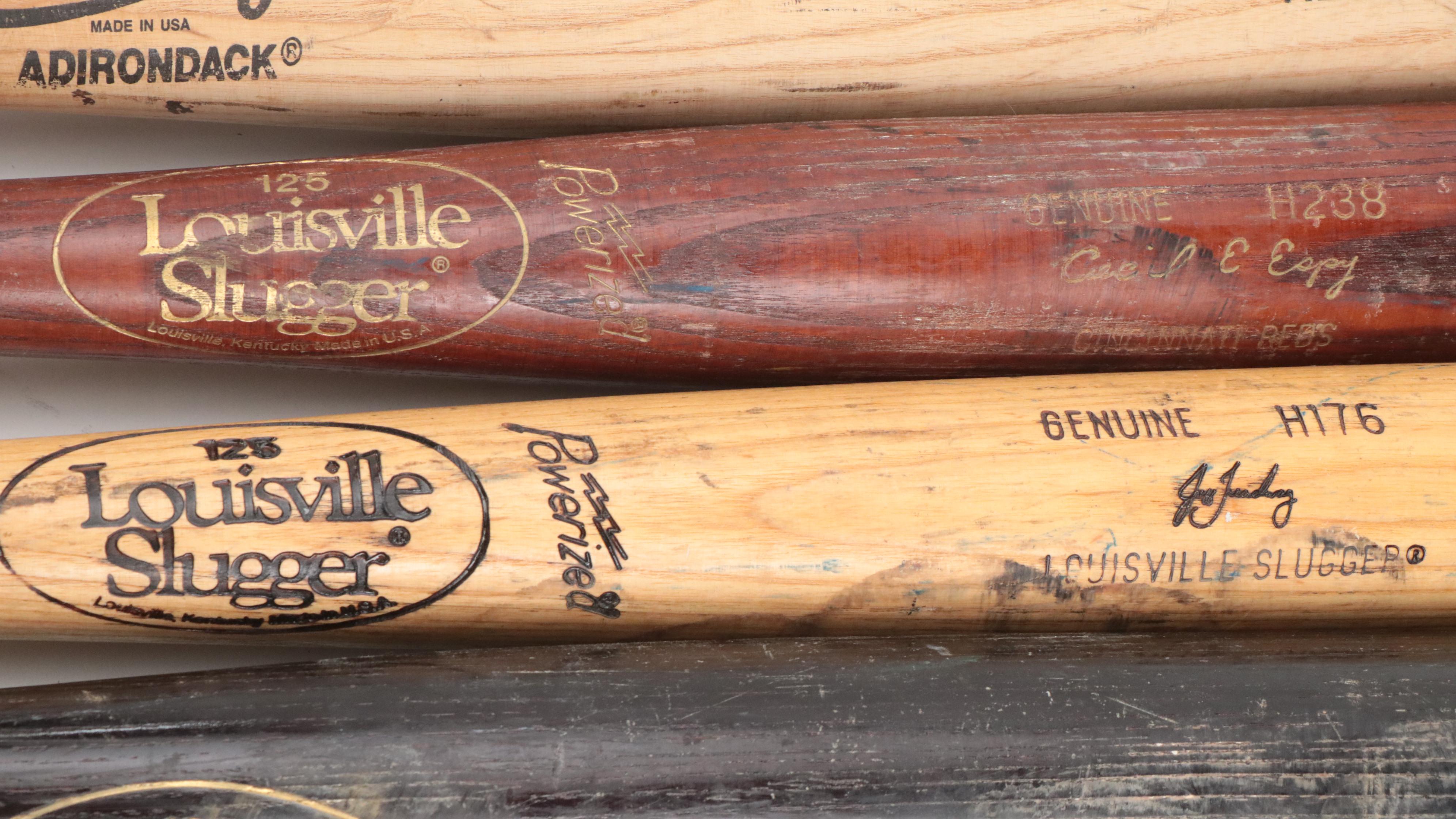 Mark Lewis and Damon Berryhill Signed Player Issued Baseball Bats with ...