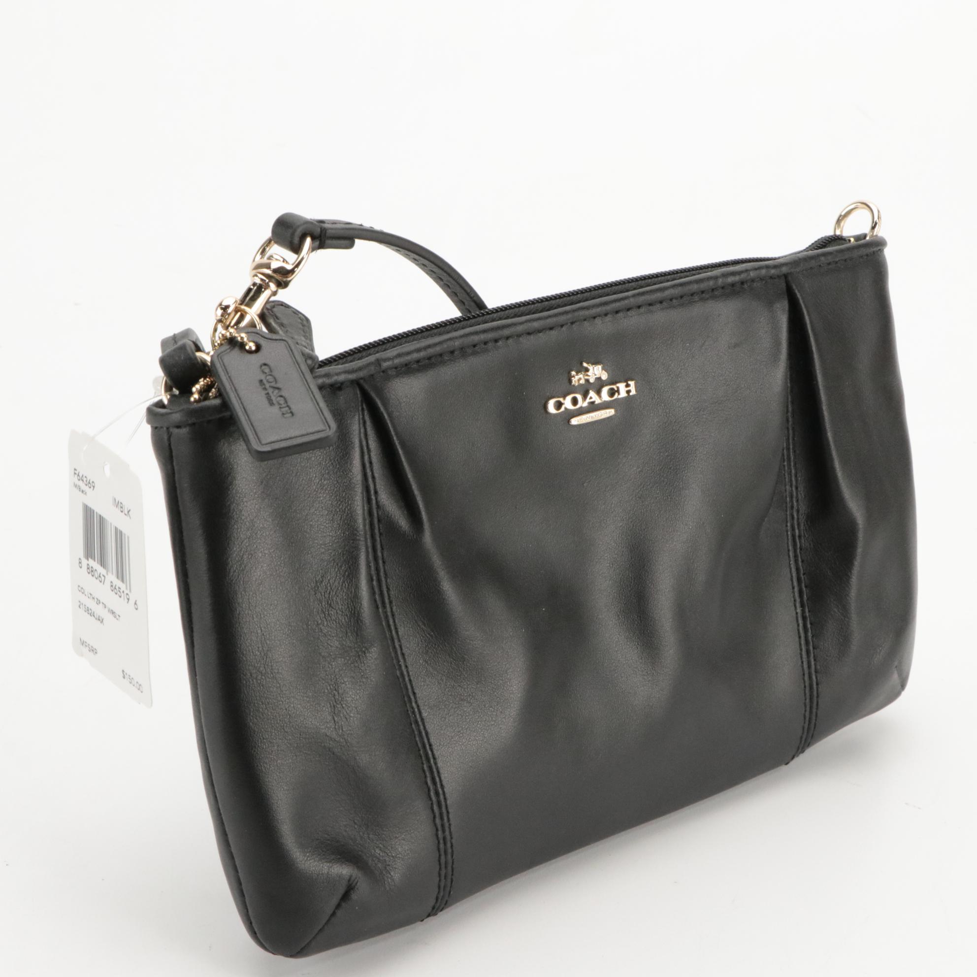 Coach Signature Canvas Bifold Card Case With Brown & Black Leather Zip ...