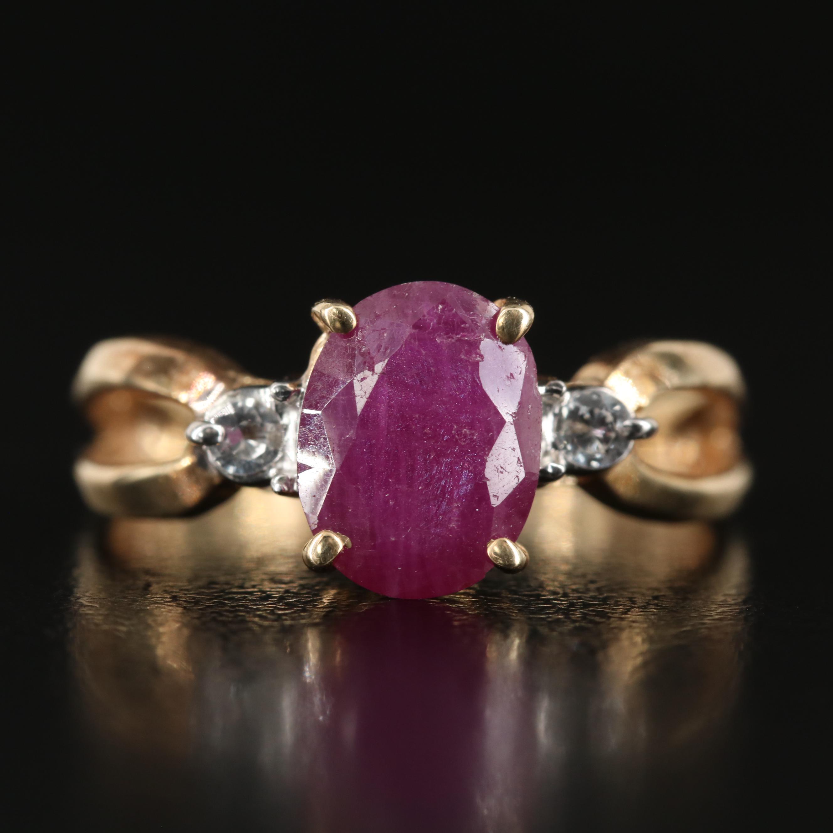 10K Ruby and White Sapphire Ring | EBTH