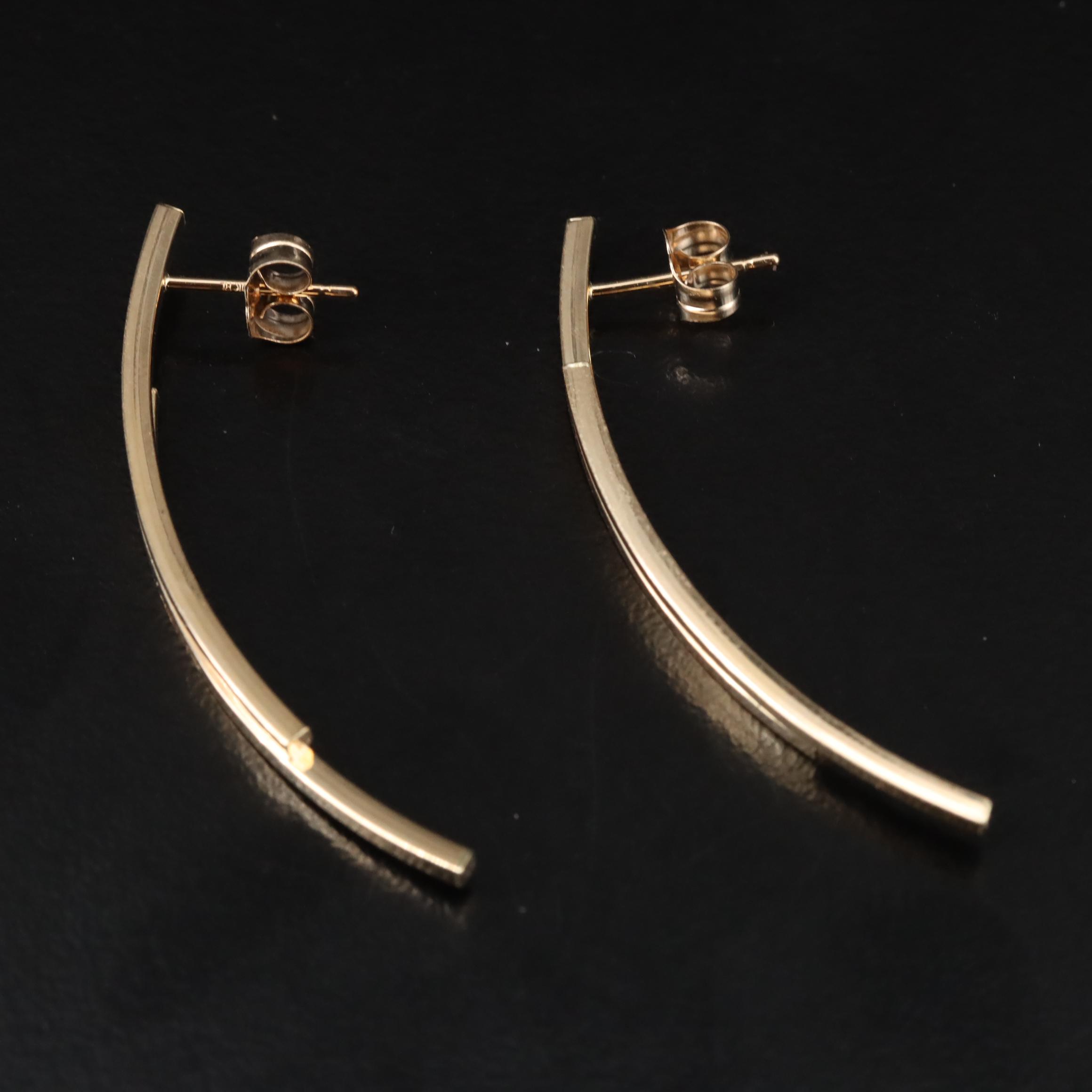 10K Curved Bar Earrings | Everything But The House