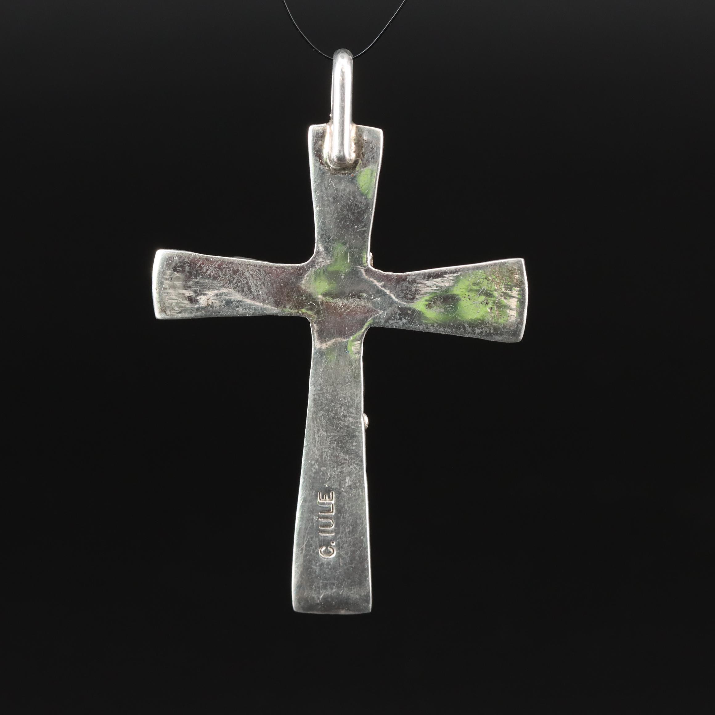 Cecilia Iule Zuni Sterling Turquoise Cross Pendant | EBTH