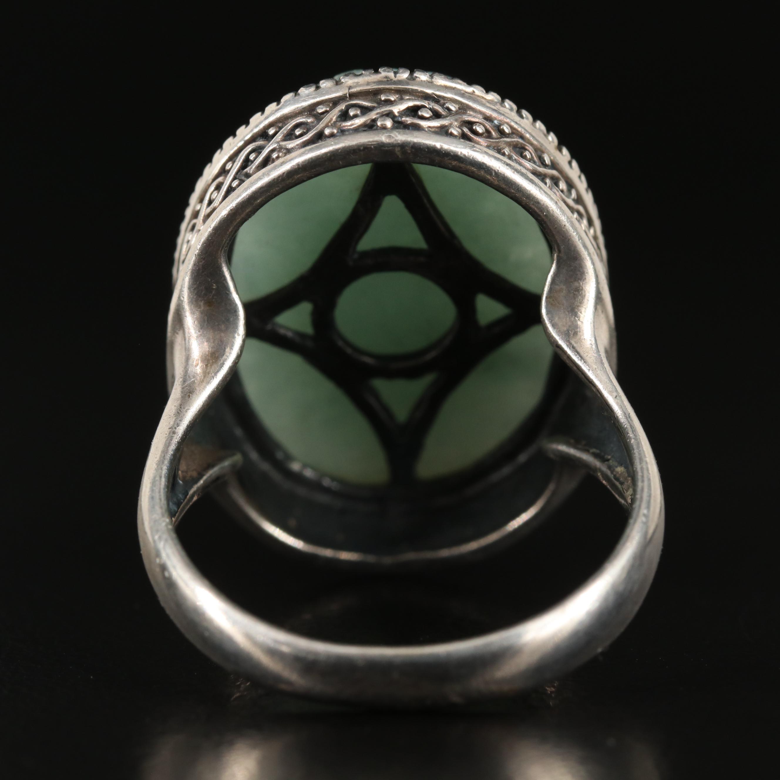 Sterling Jadeite Floral Ring | Everything But The House