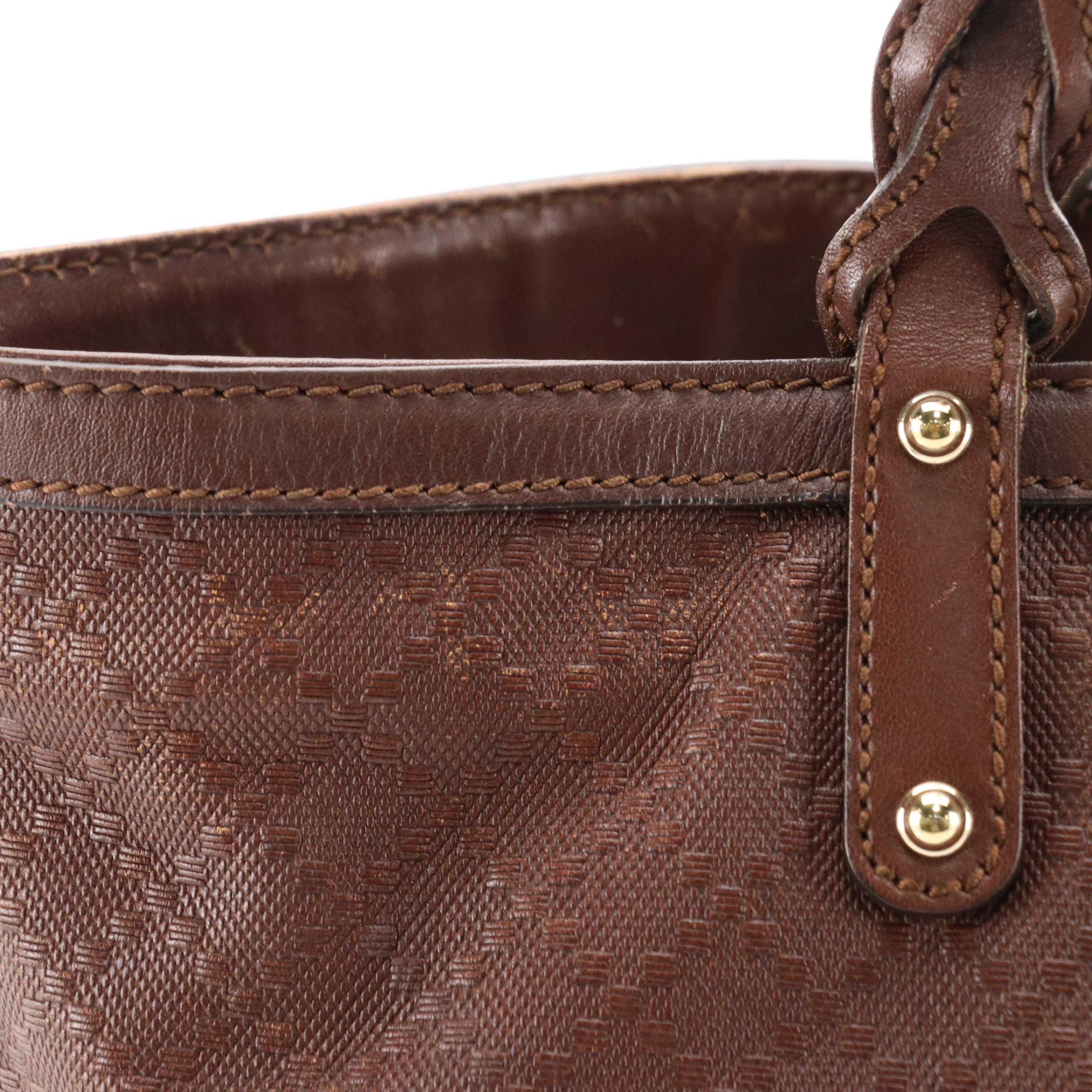 Gucci Brown Diamante Embossed Coated Canvas and Leather Shoulder Tote ...