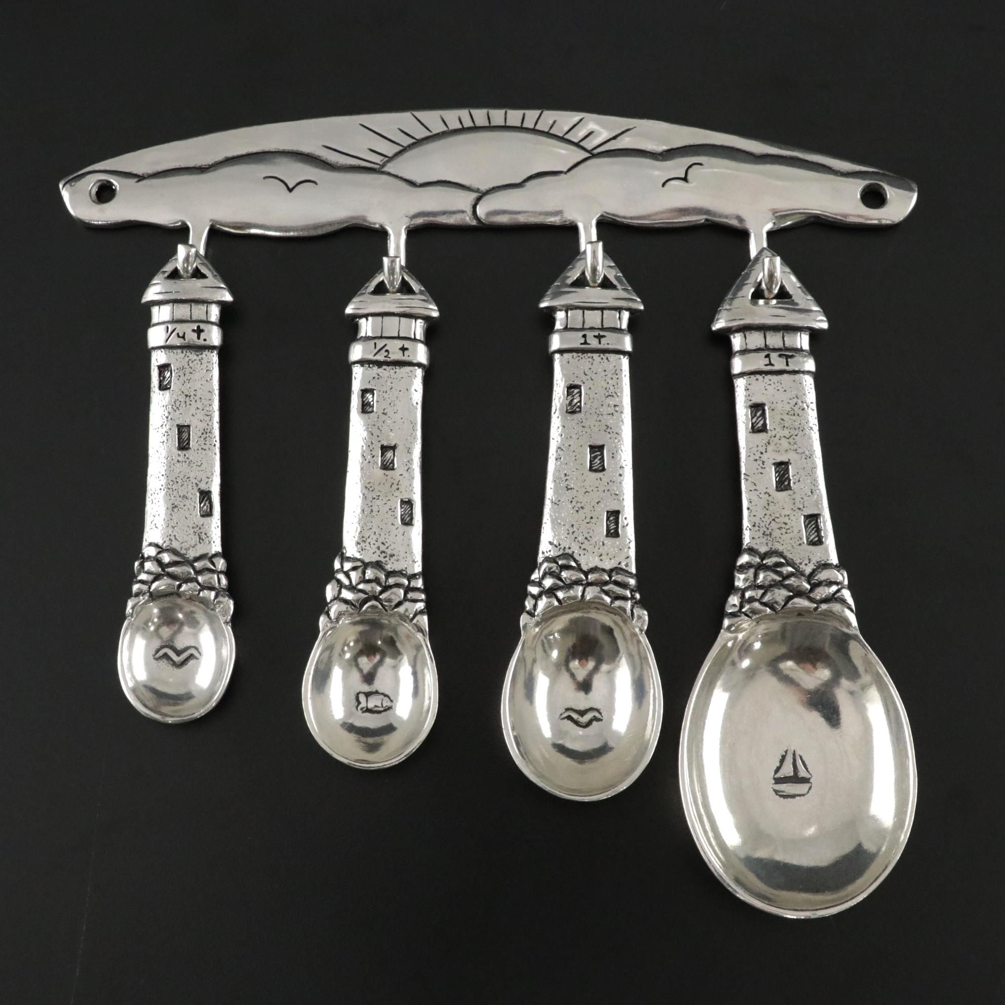 Basic Spirit Lighthouse Themed Pewter Measuring Spoons With Hanging ...