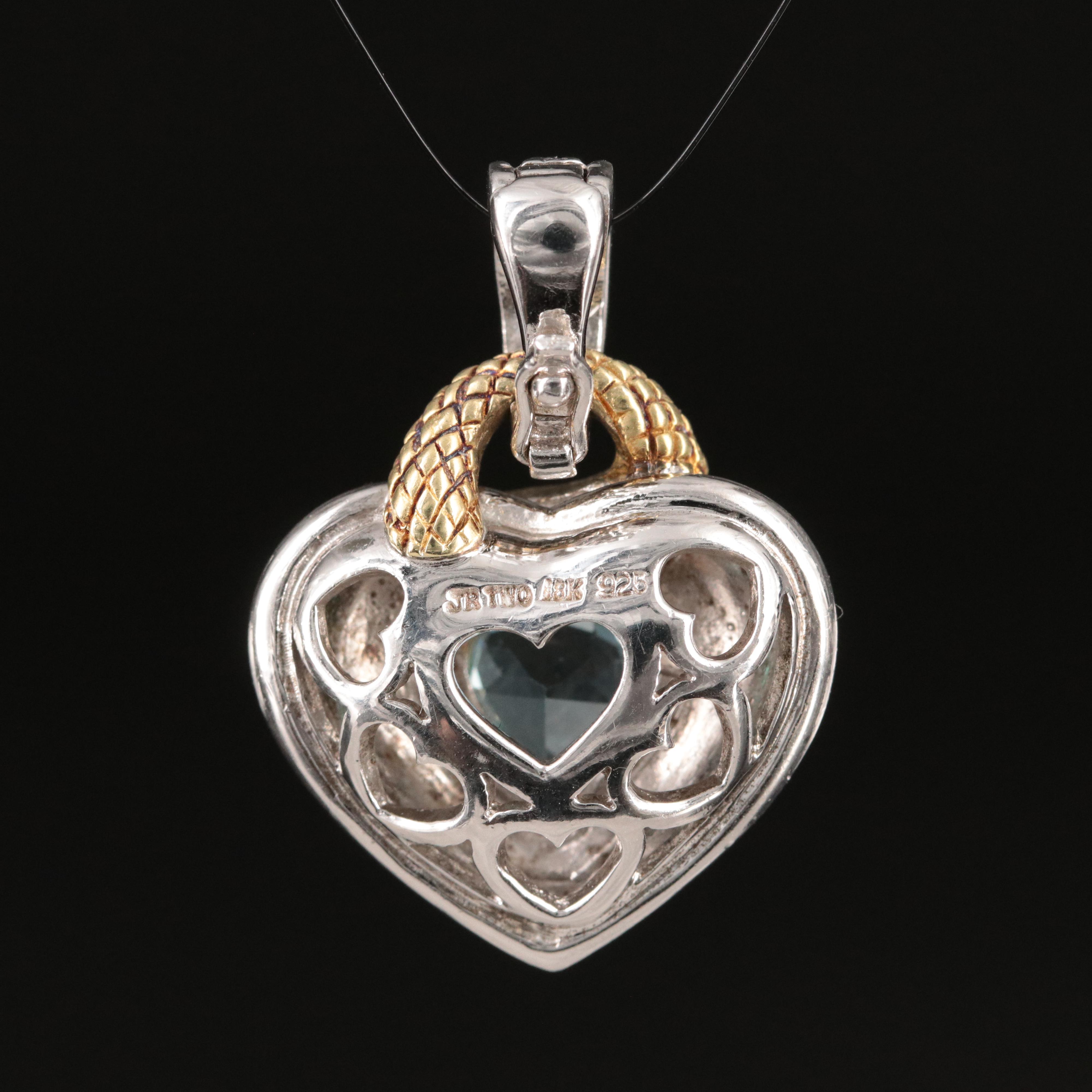 Judith Ripka JR Two Sterling, 18K, Topaz and Diamond Heart Enhancer ...
