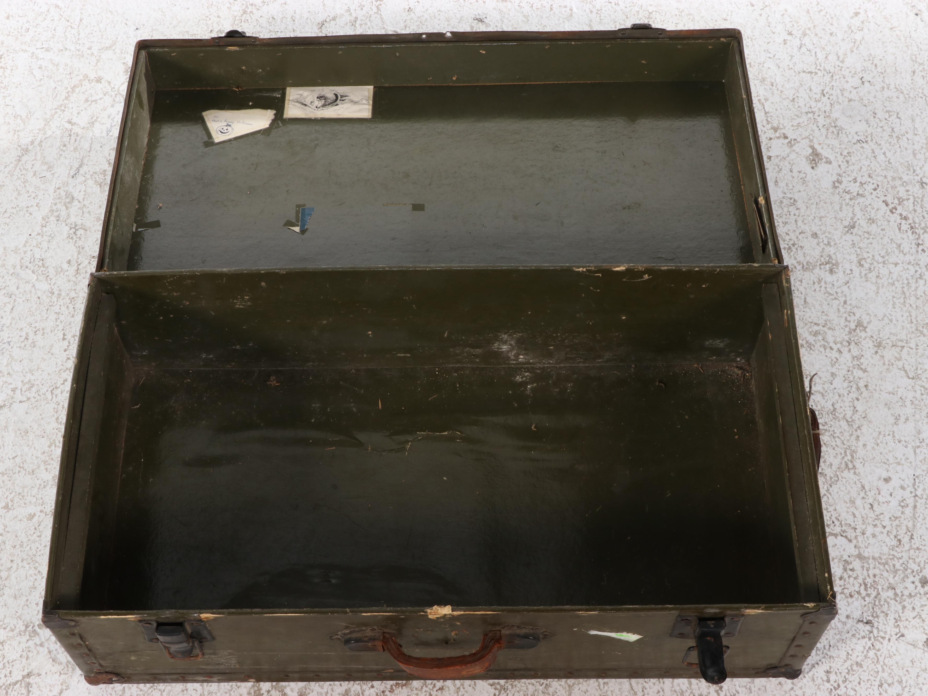 Art Deco Style Metal and Wood Foot Locker Chest, Early to Mid-20th ...