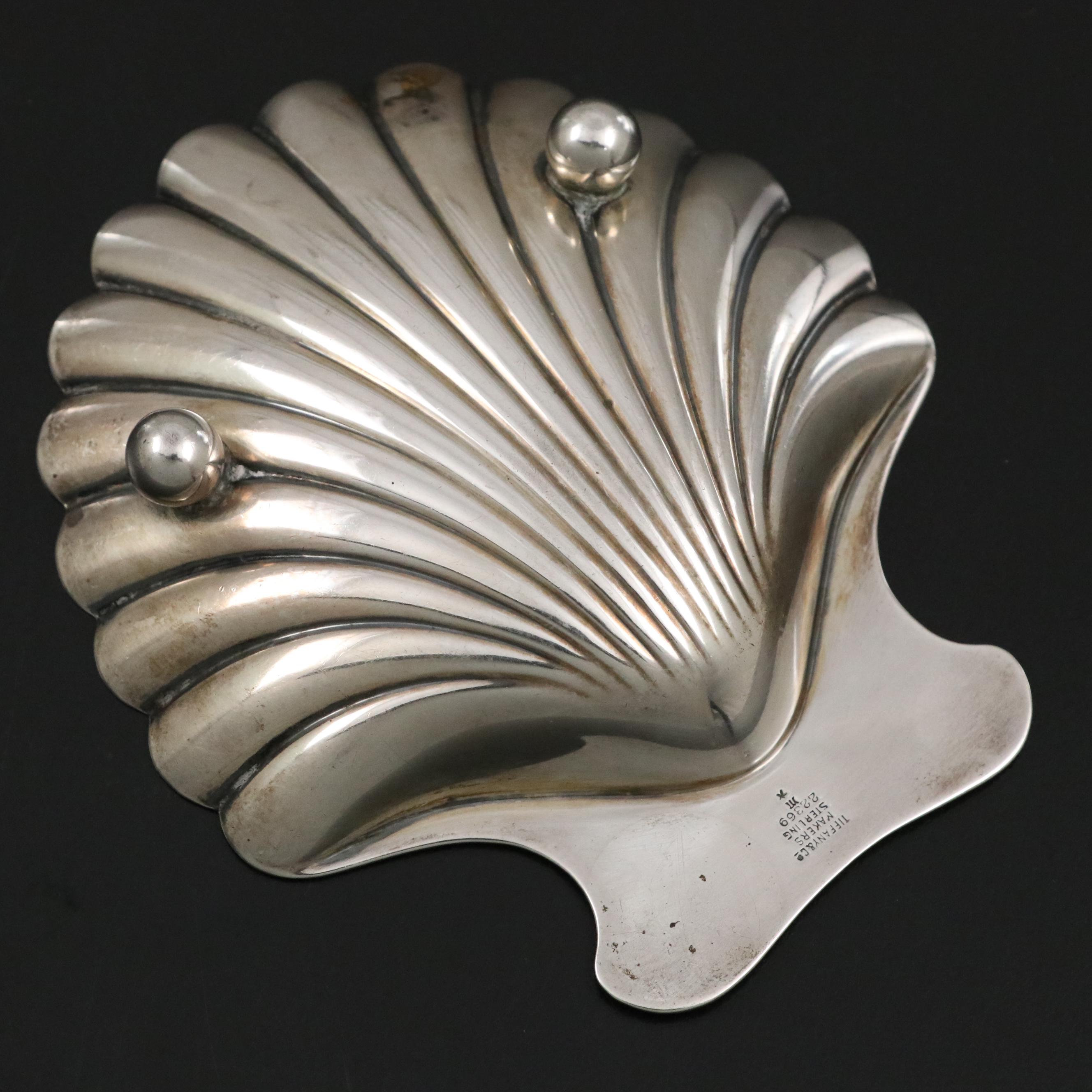 Tiffany & Co. Sterling Scallop Shell Dish with Sterling Oyster and ...