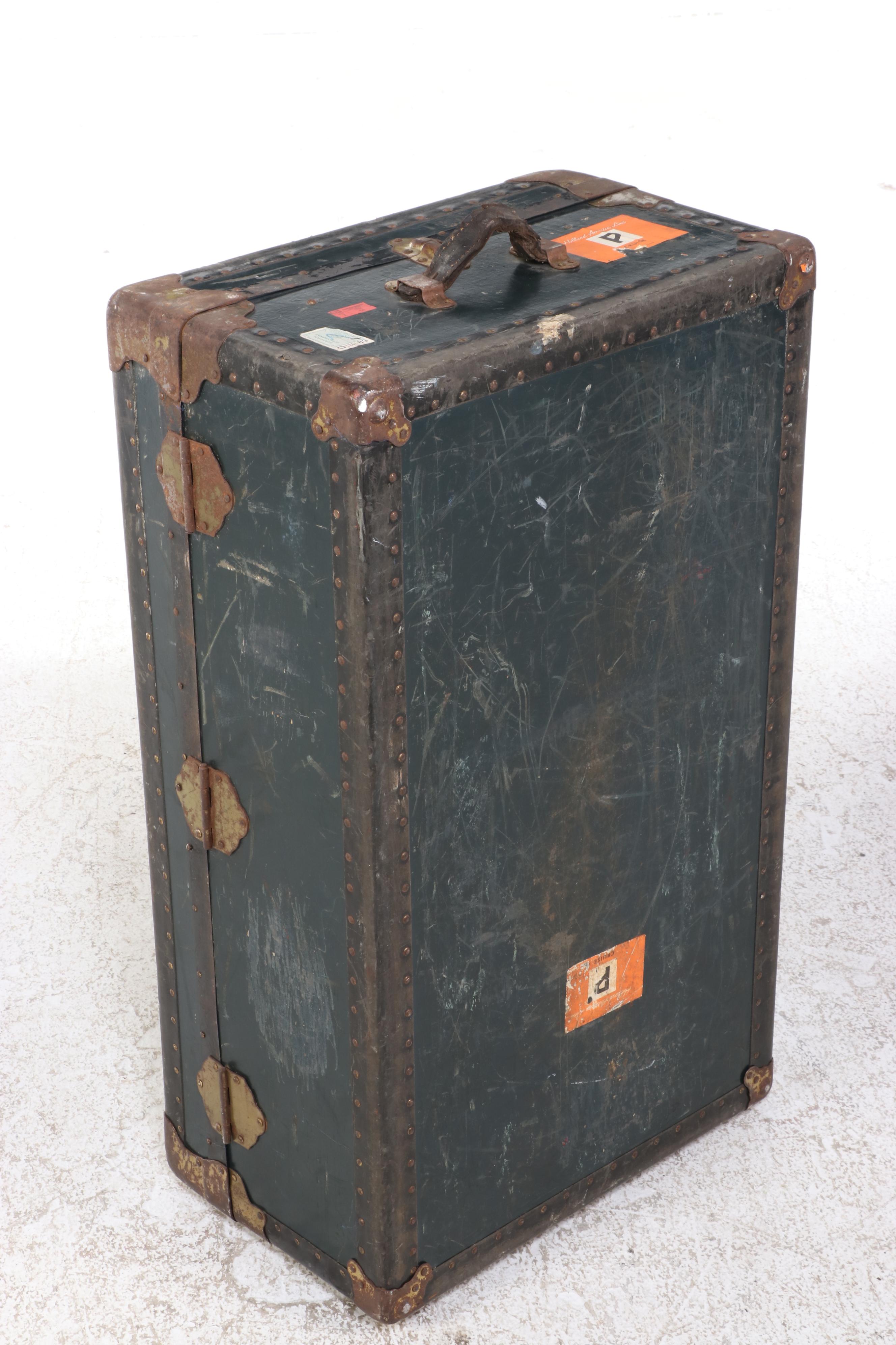Art Deco Style Metal Foot Locker Trunk, Mid-20th Century | EBTH
