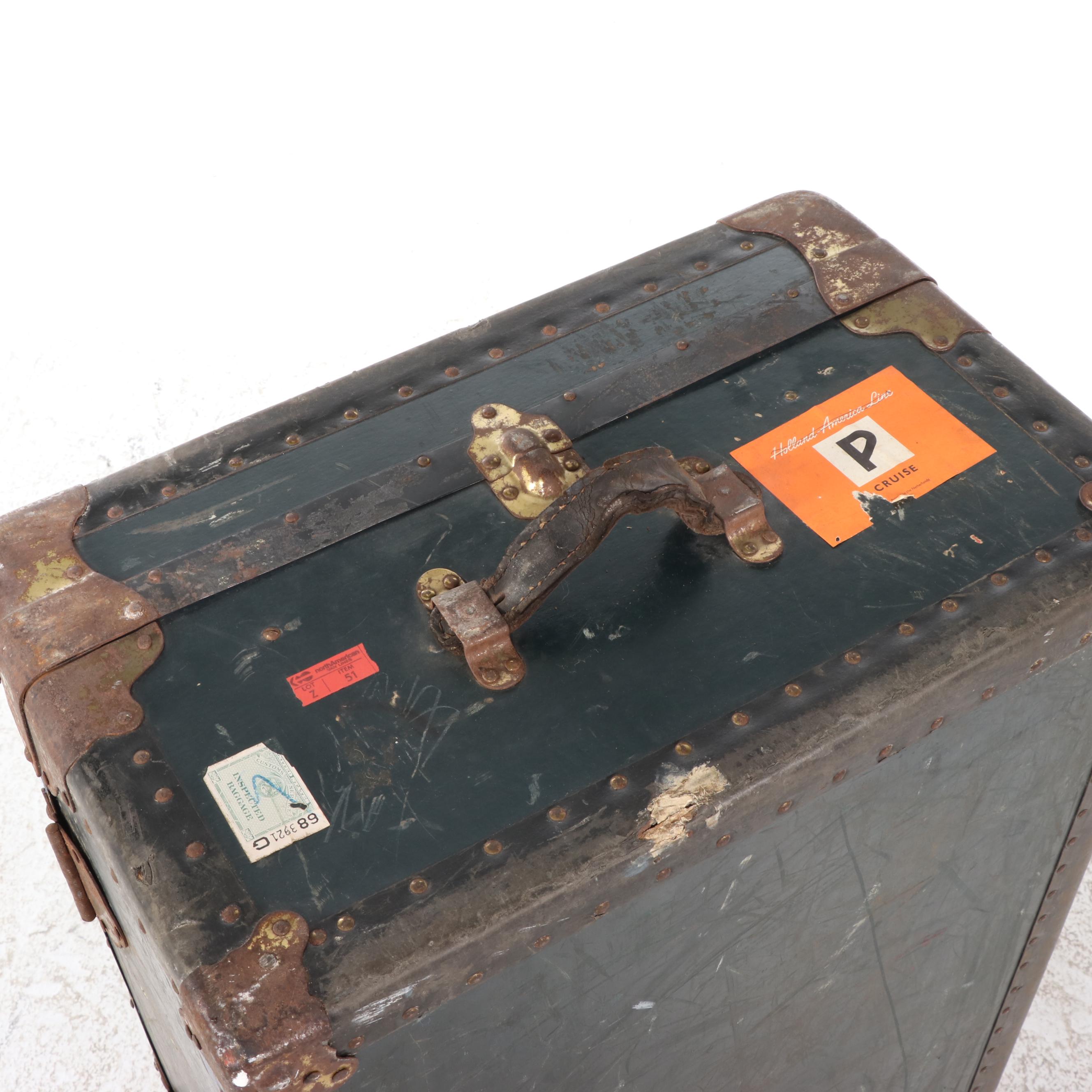 Art Deco Style Metal Foot Locker Trunk, Mid-20th Century | EBTH