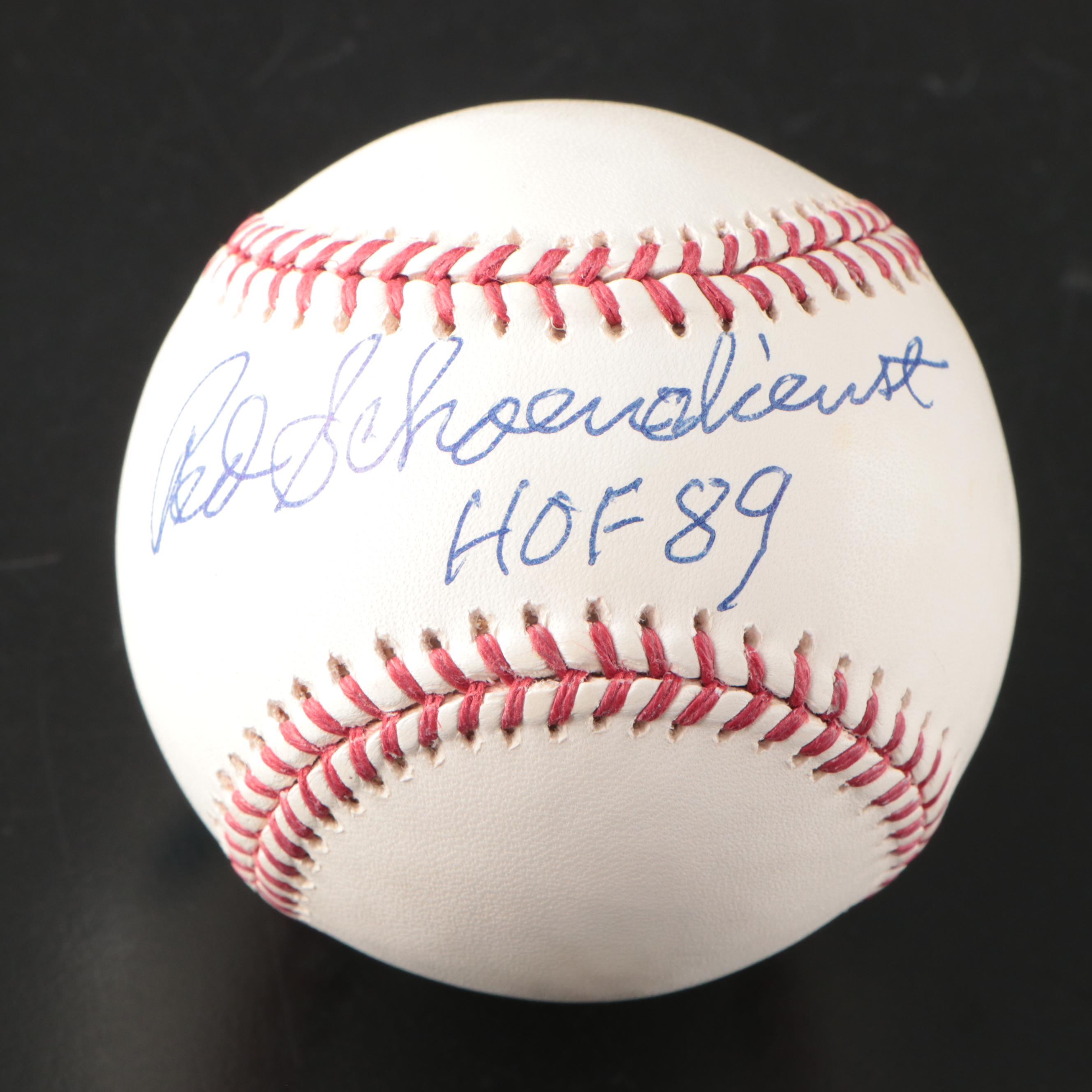 Red Schoendienst and Tim McCarver Signed Baseballs with Bob Gibson Card ...
