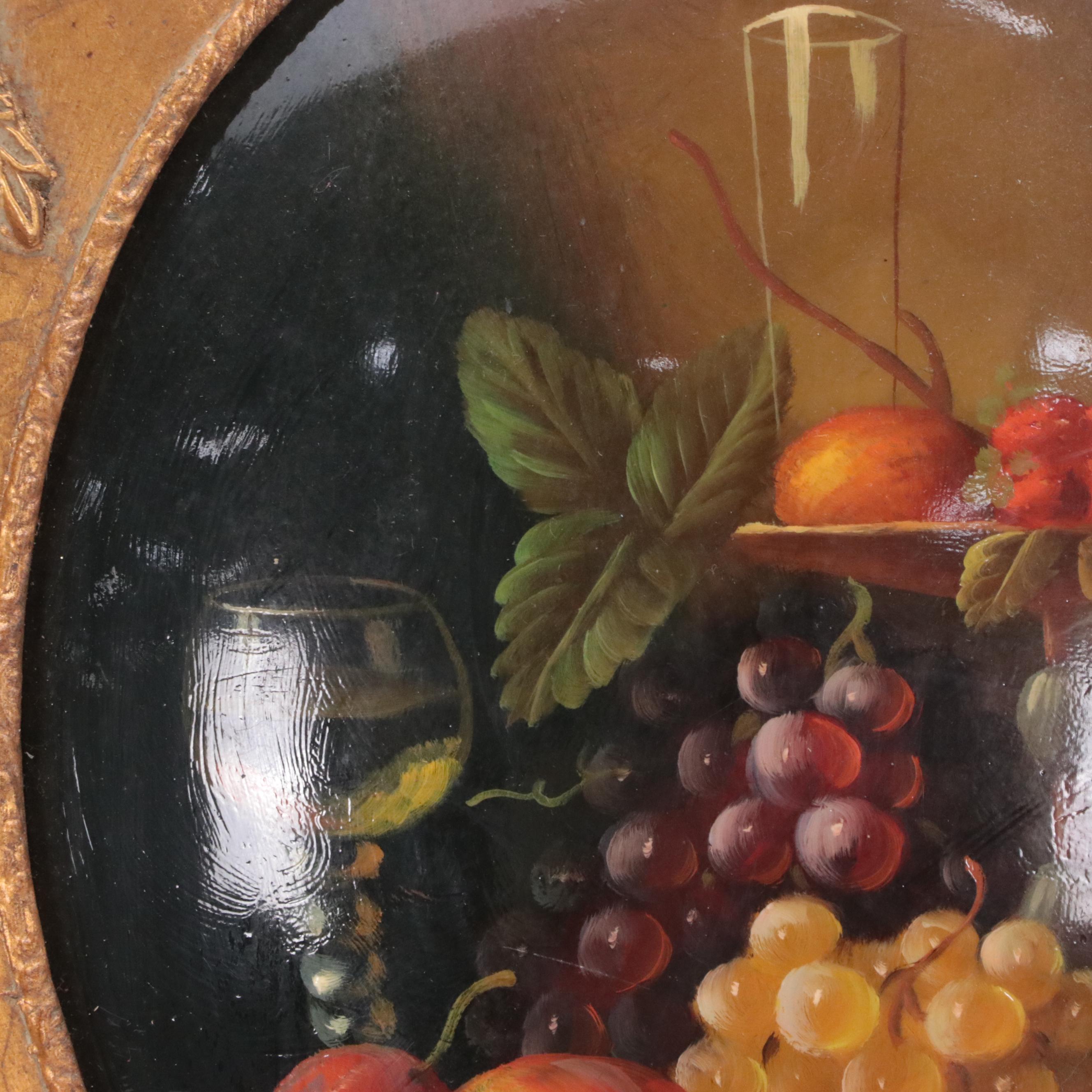 Gilt Composite Hanging Cabinet with Hand-Painted Still Life for Keys or ...