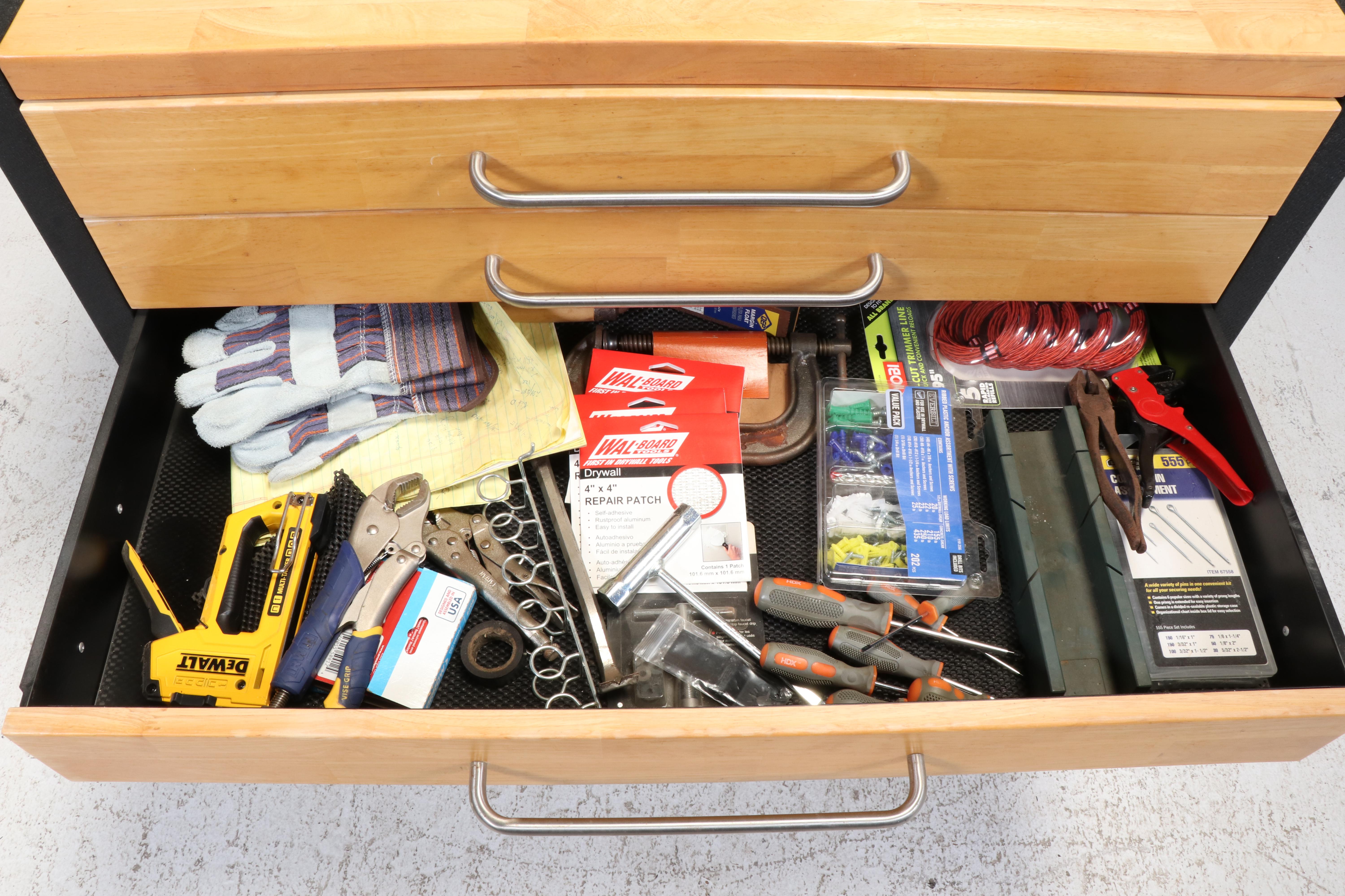 Maple Wood and Metal Tool Storage on Casters with Tools, 21st C | EBTH