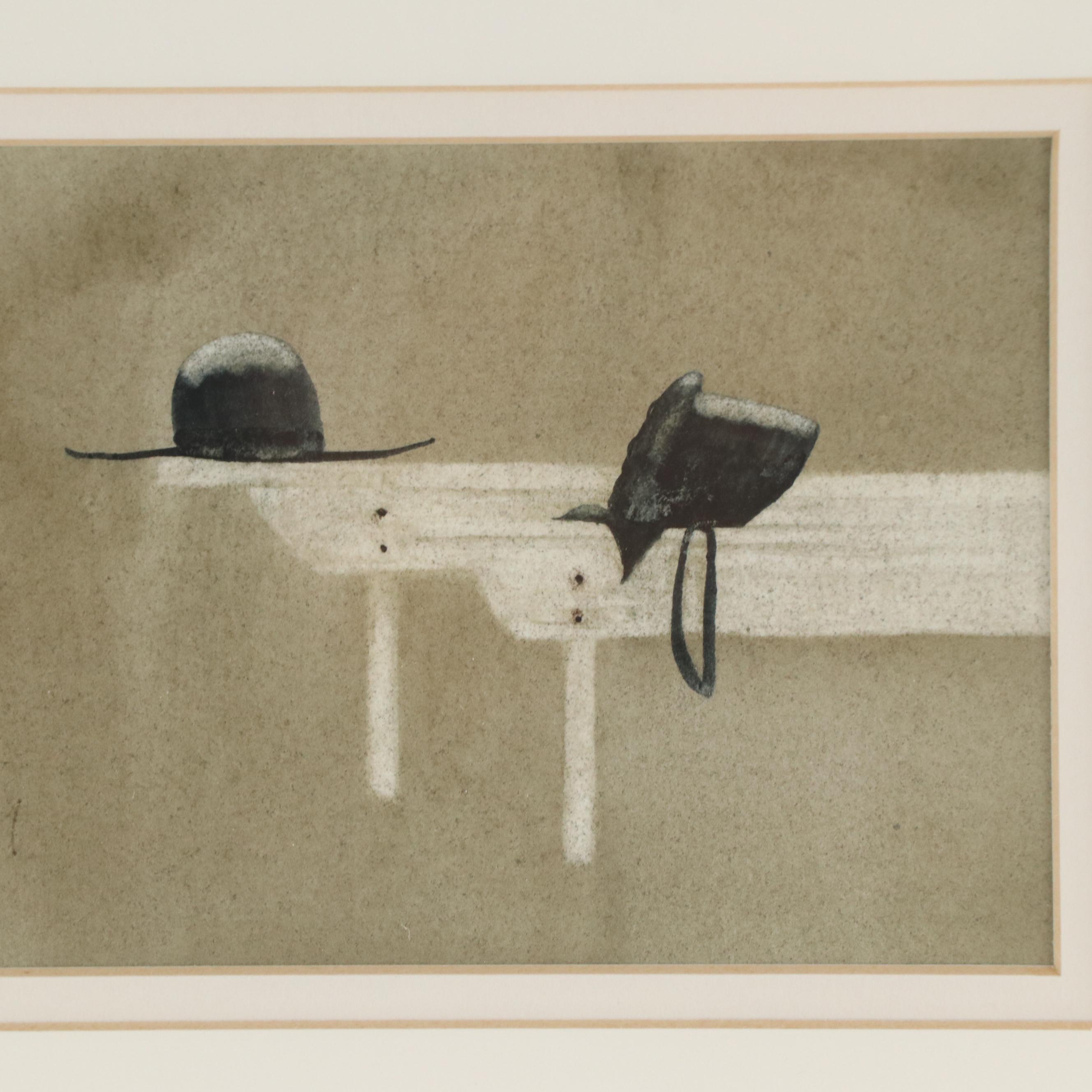 Roger Haas Folk Art Watercolor Painting of Amish Scene | Everything But ...