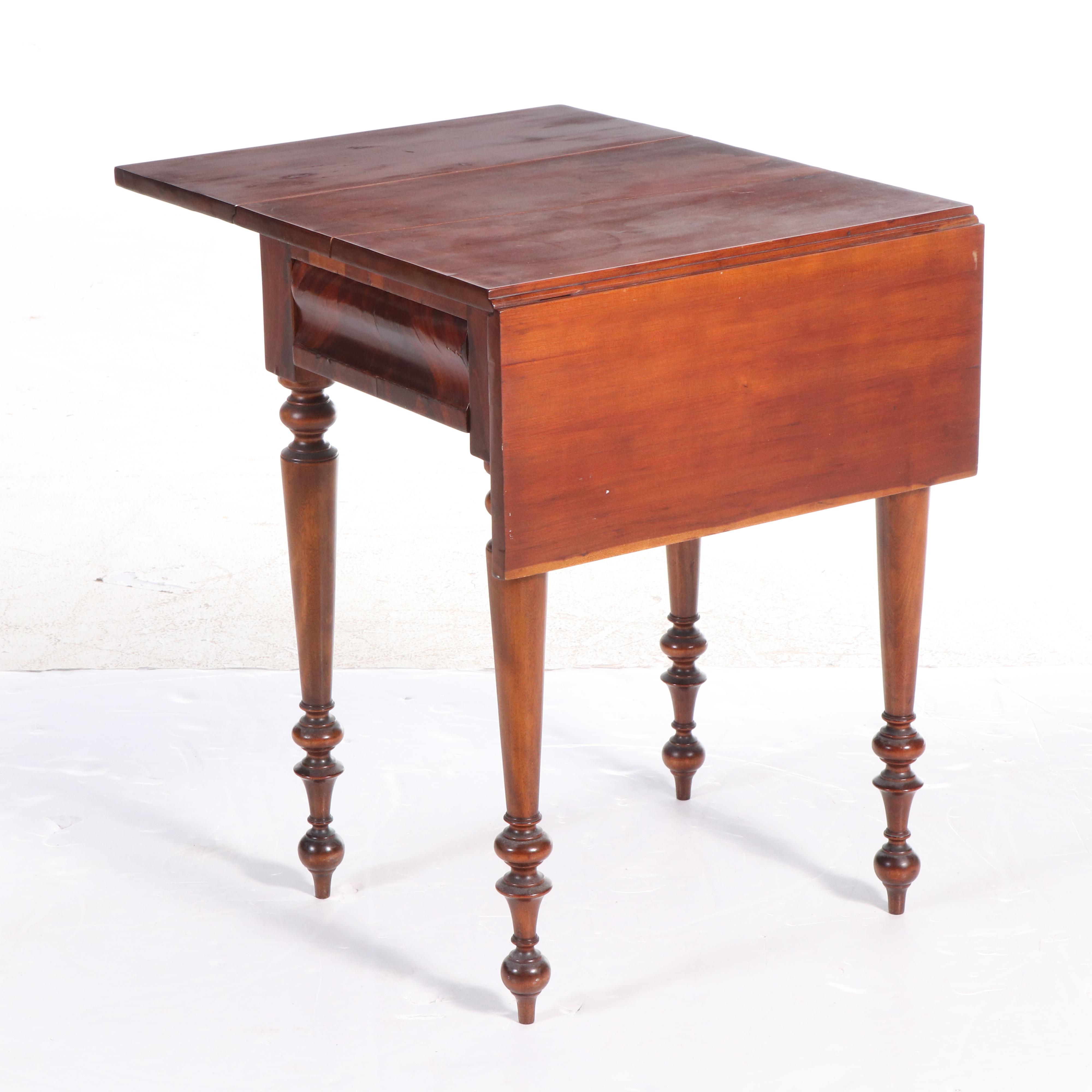 American Empire Cherrywood and Flame Mahogany Drop-Leaf Side Table, Mid-19th C. | Everything But ...