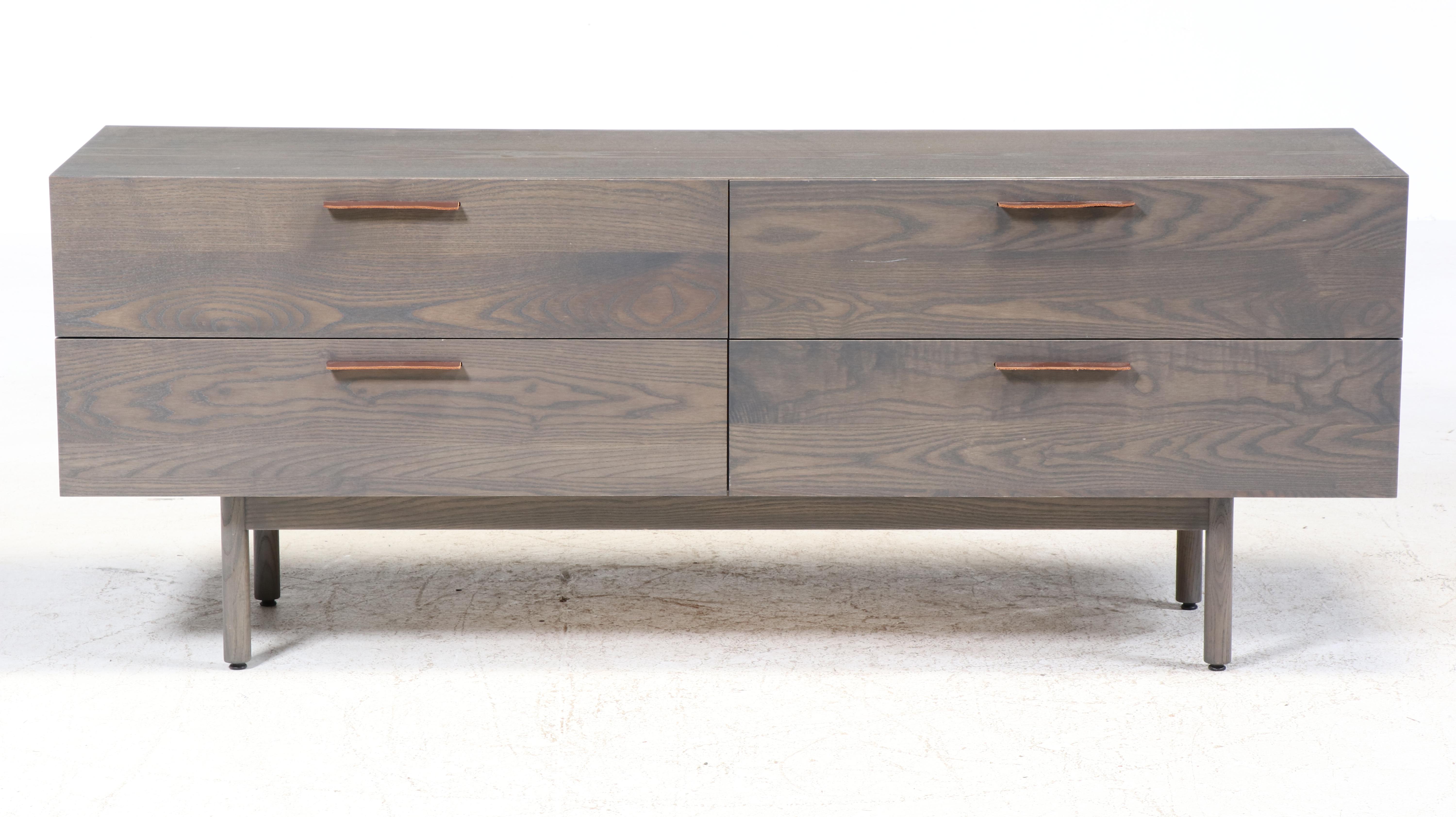 Blu Dot "Shale" Modernist Style Ash Chest with Leather Handles in Smoke ...