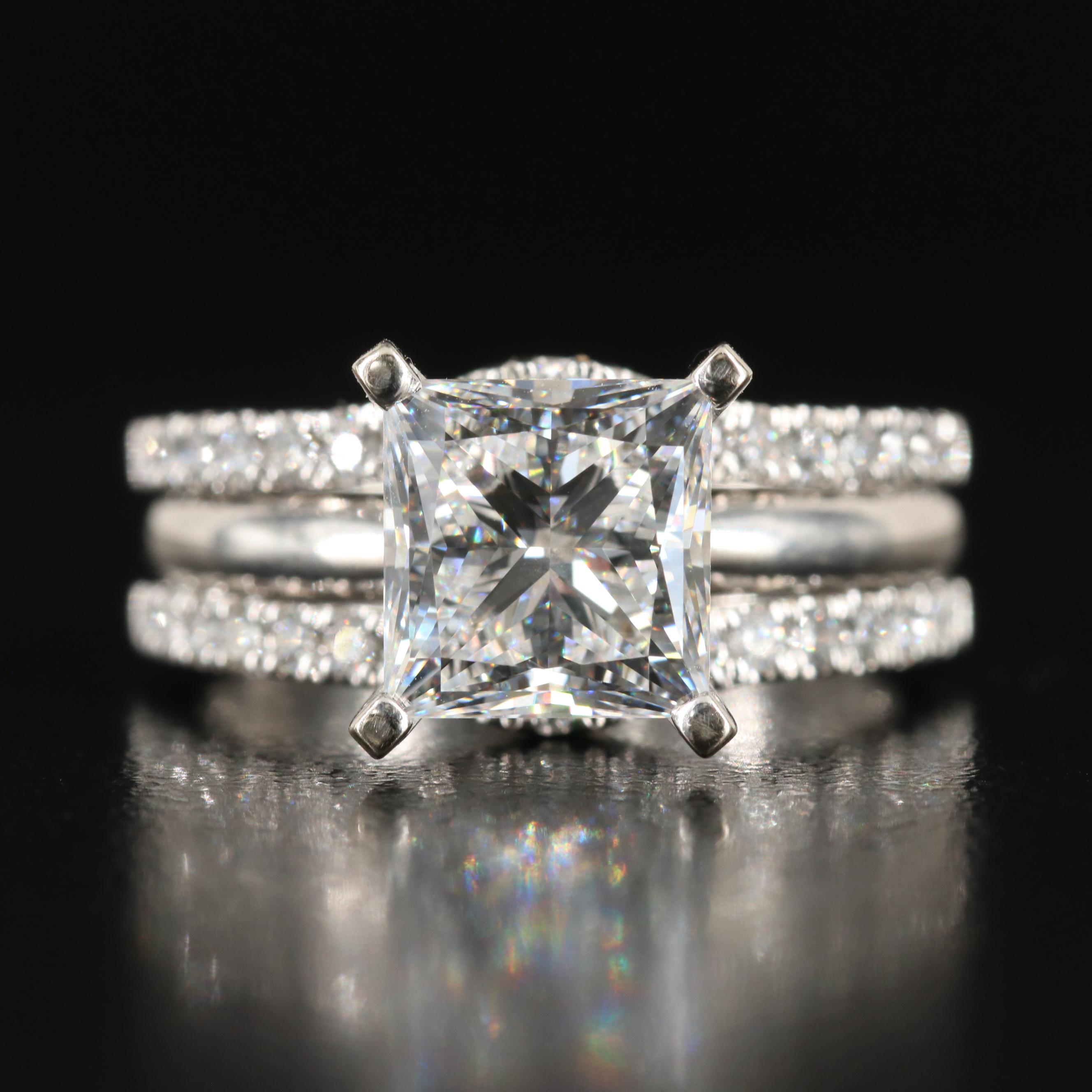 14K 3.02 CT Lab Grown Diamond Solitaire and 0.55 CTW Diamond Enhancer ...