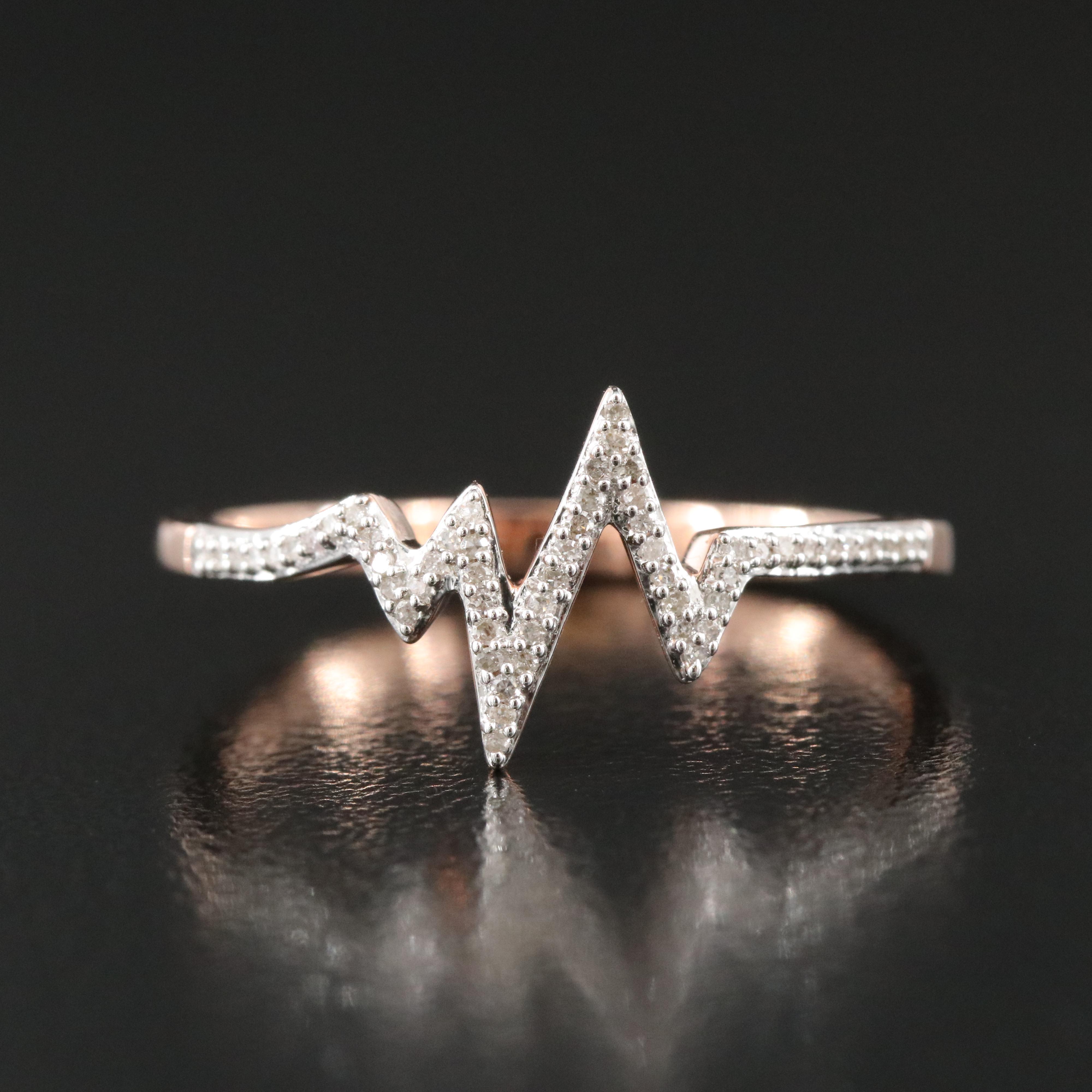 Sterling Diamond Heartbeat Ring | EBTH