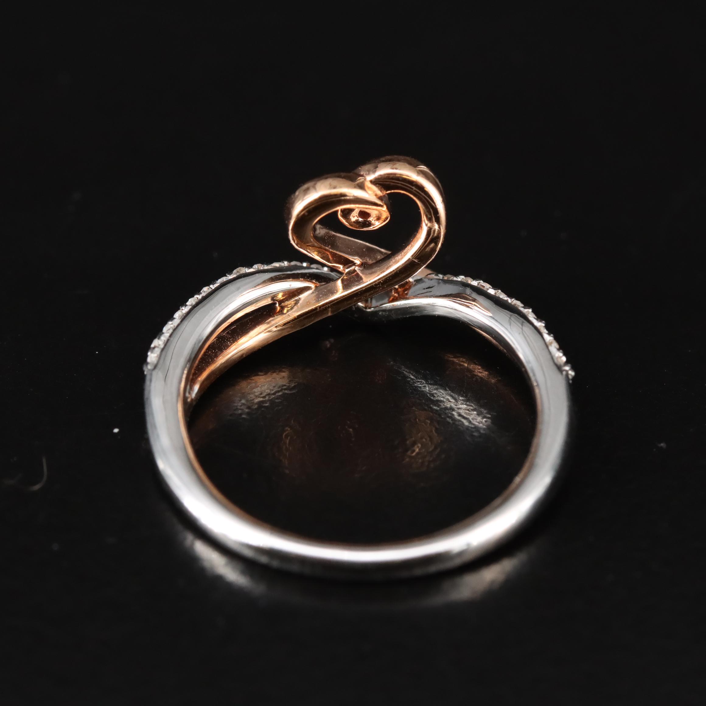 Hallmark Sterling Diamond Heart Ring with 10K Rose Gold Accent | EBTH