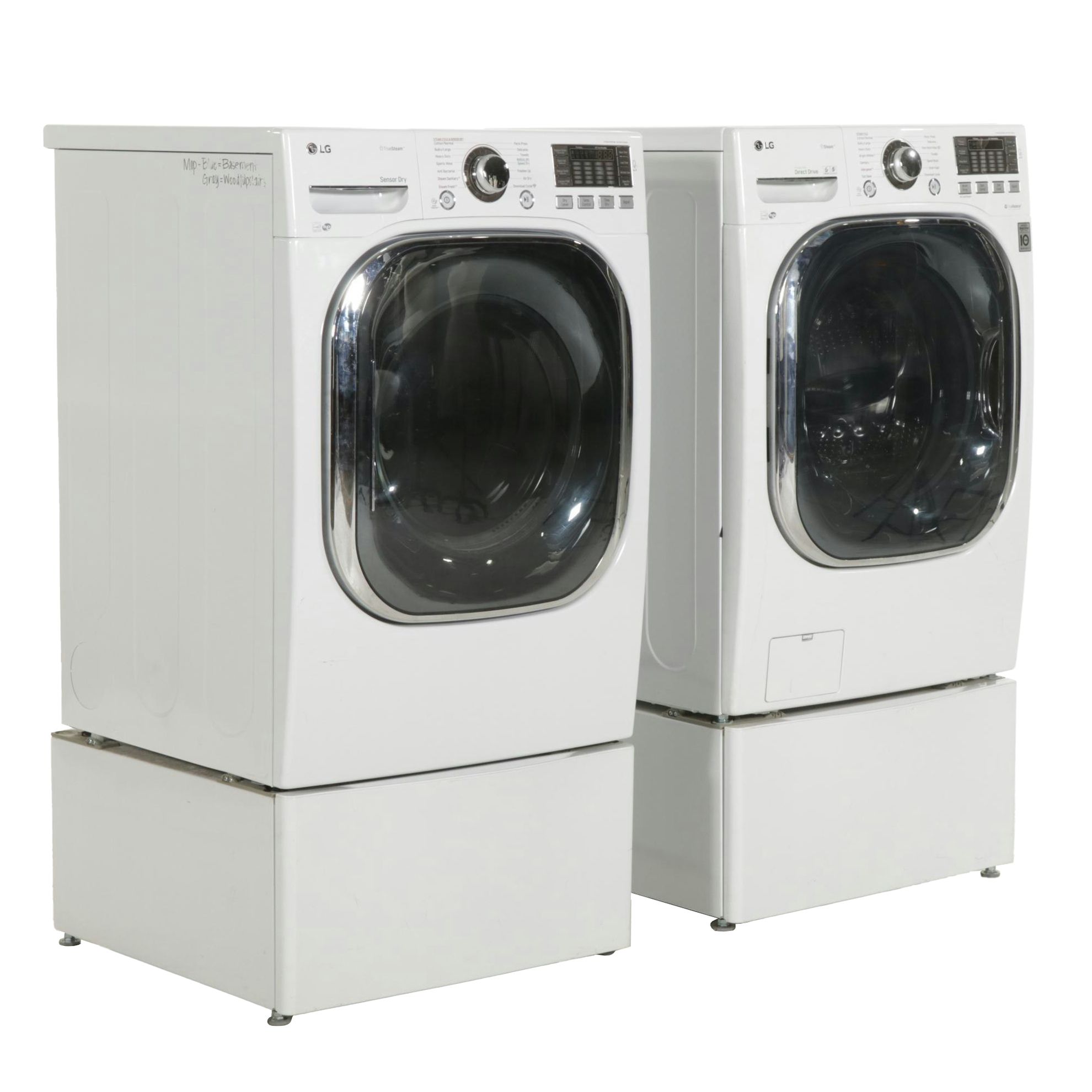 LG 4.5 Cu. Ft. Turbo Wash and 7.4 Cu. Ft. SteamDryer Set w/Storage ...