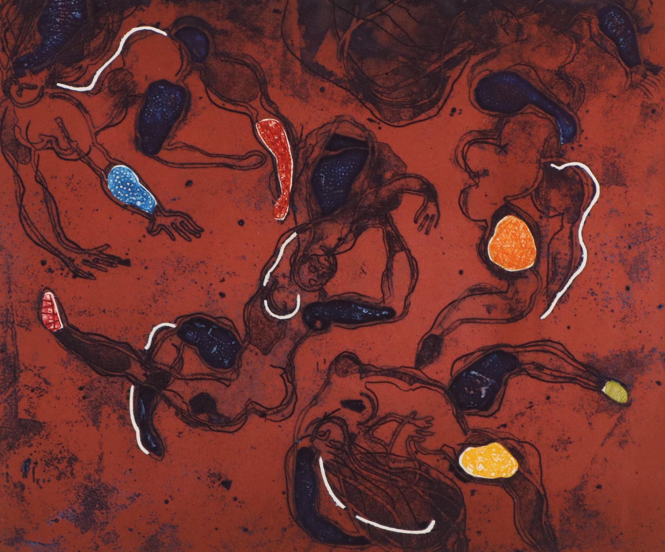 Walter Sorge Modern Figural Etching "Dancing Figures," Mid–Late 20th ...