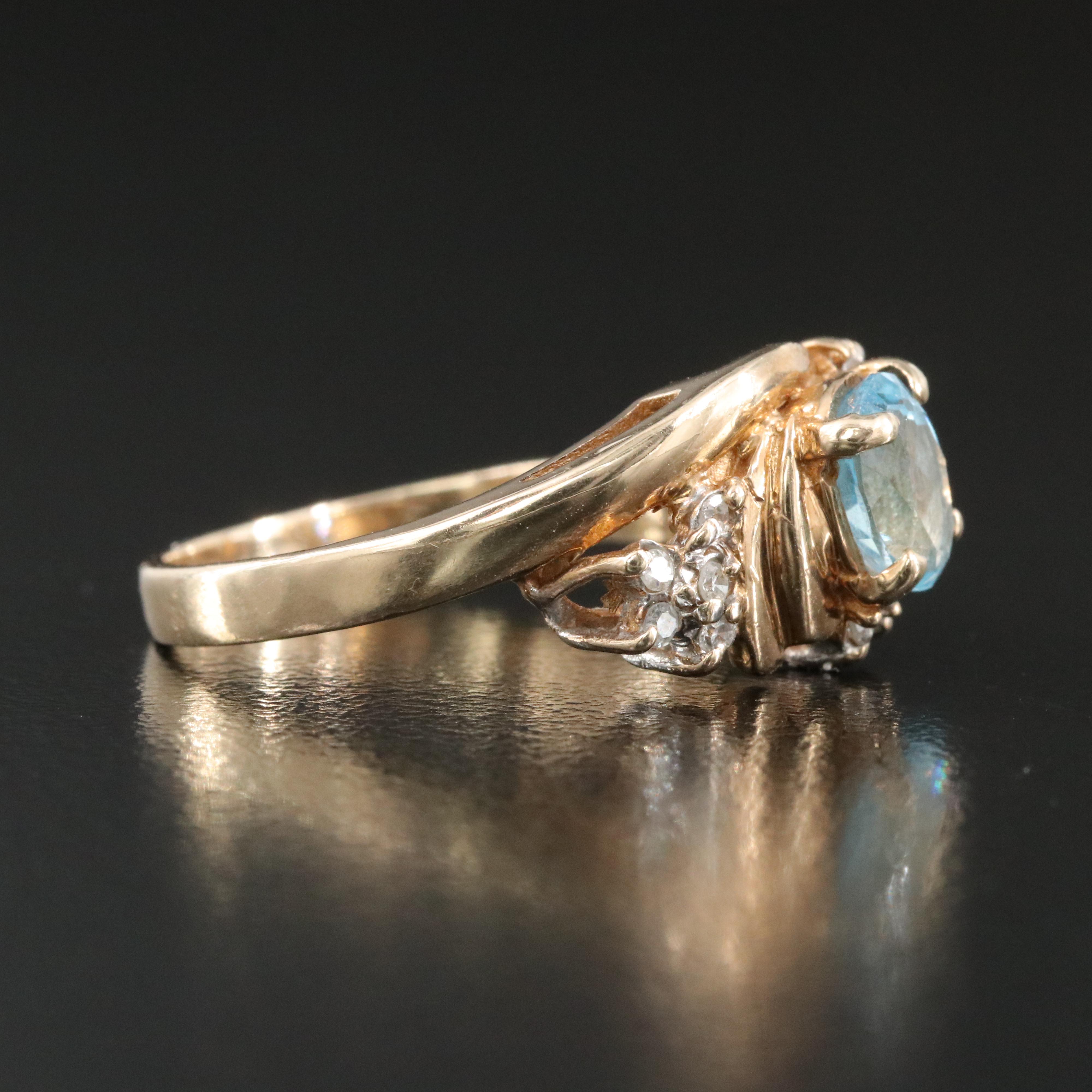 10K Sky Blue Topaz and Diamond Ring | EBTH