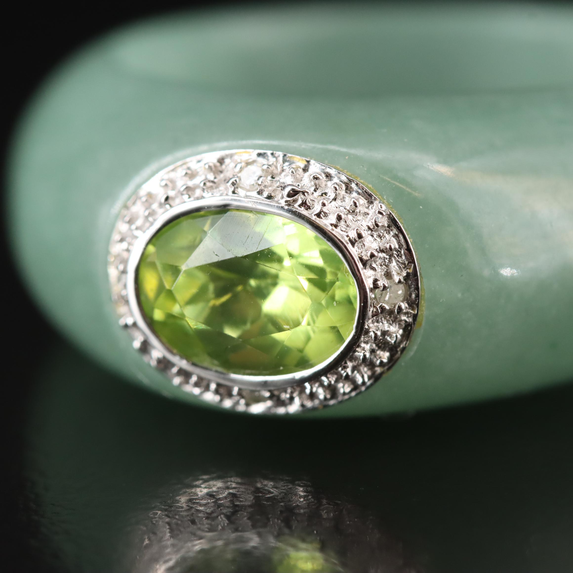 14K Jadeite, Peridot and Diamond Hololith Ring | Everything But The House