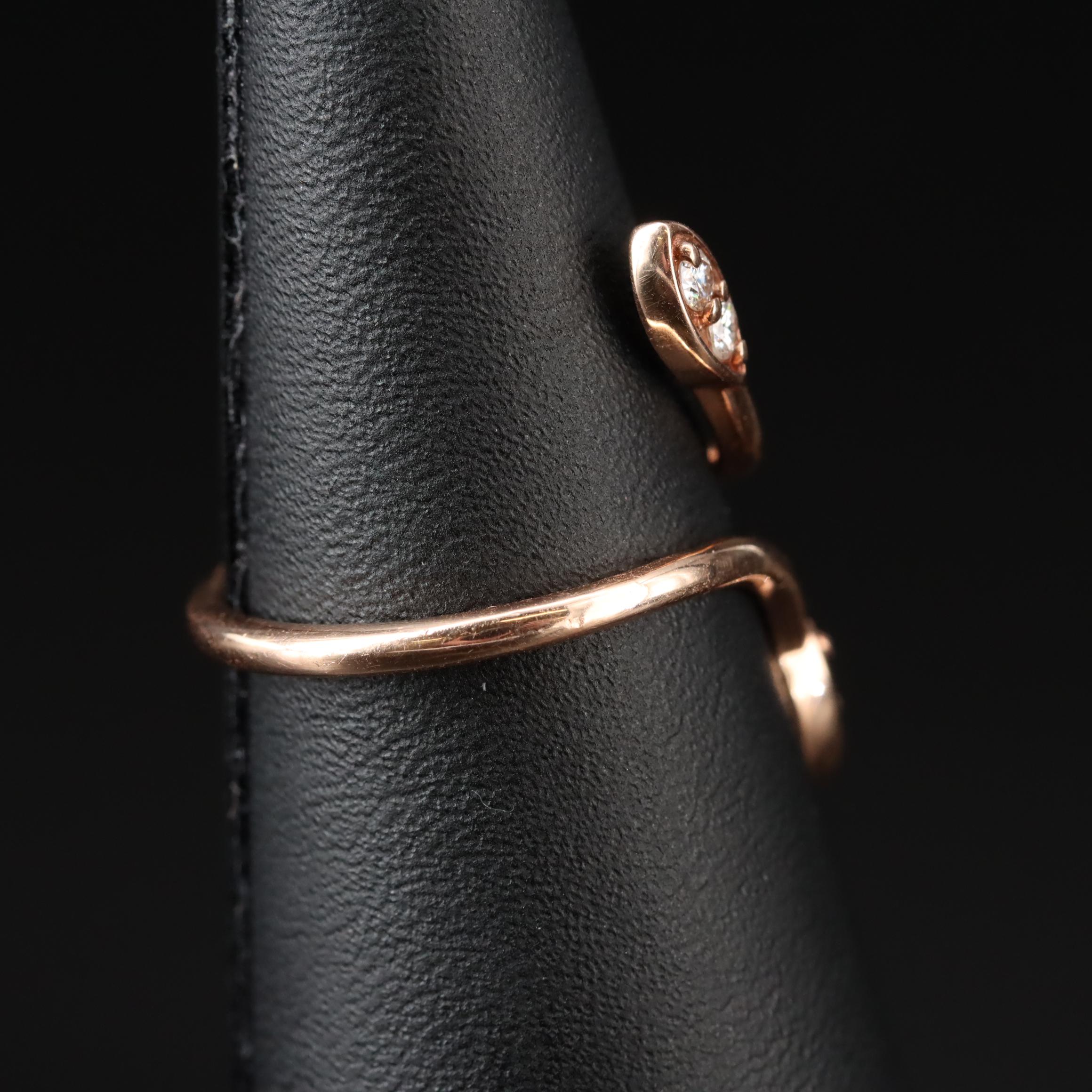 14K Rose Gold Double Head Snake Bypass Ring | EBTH