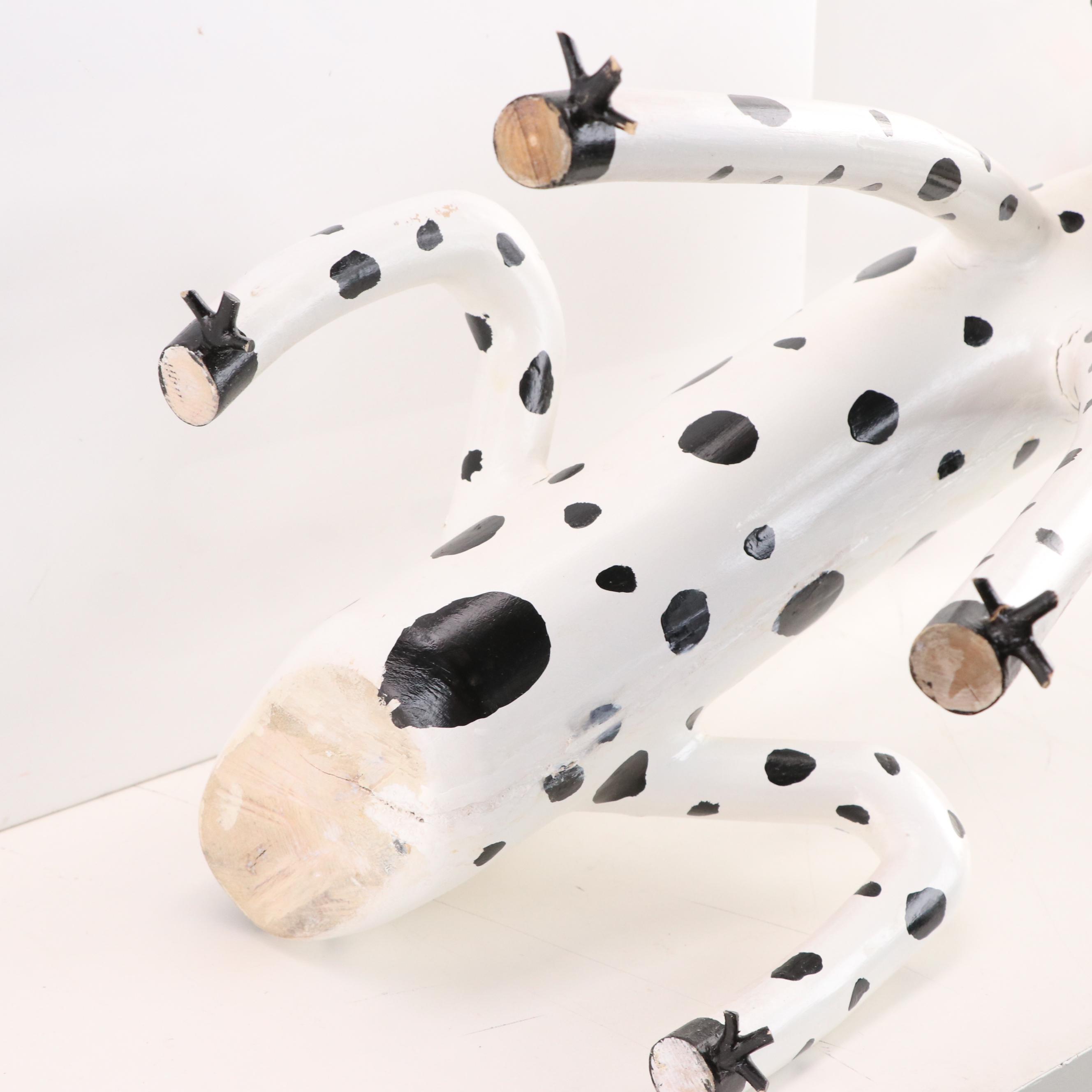 Calvin Cooper Folk Polychrome Wooden Sculpture of Dog, 1991 ...