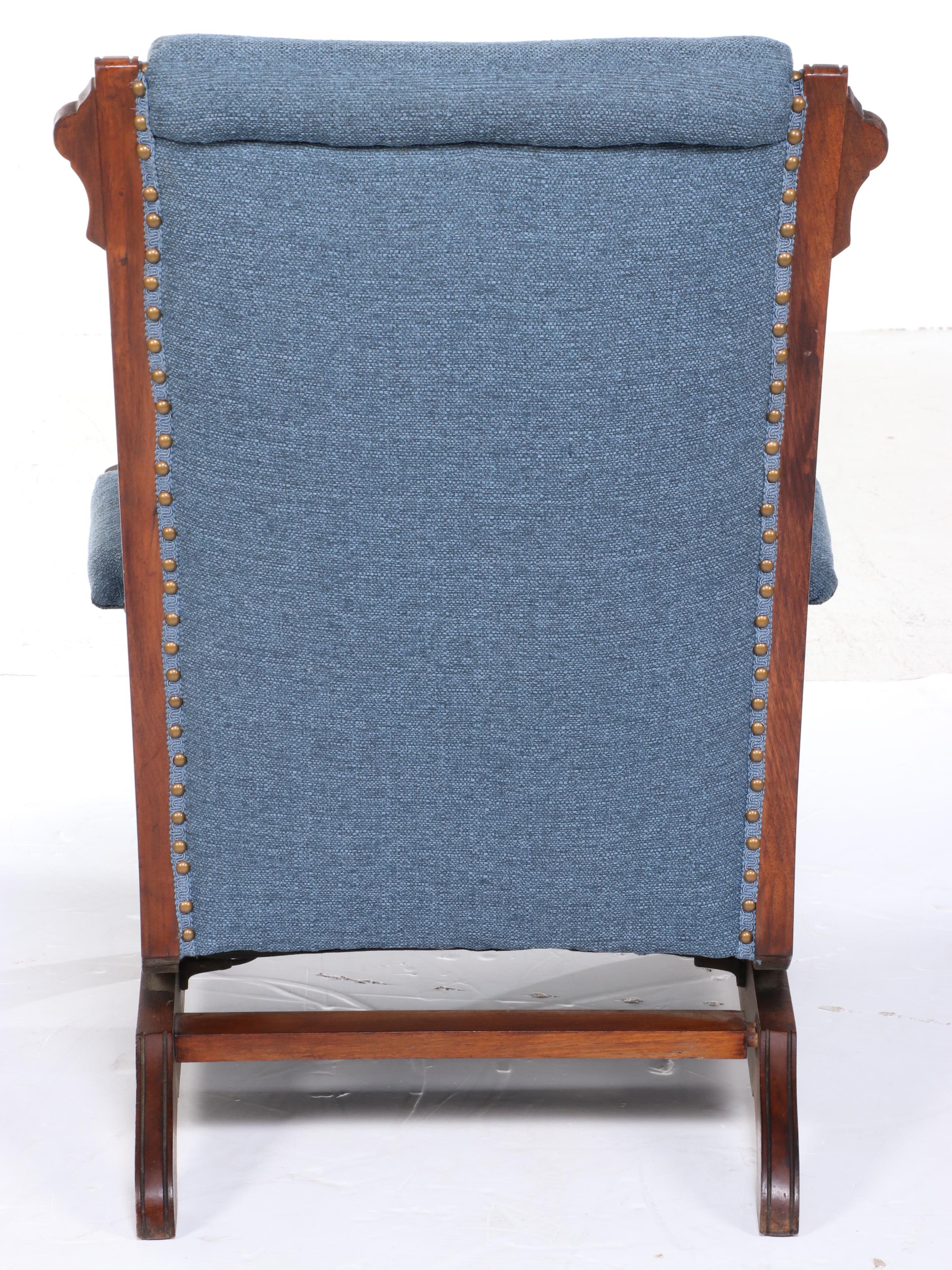 Victorian Walnut and Custom-Upholstered Platform Rocker, Late 19th ...