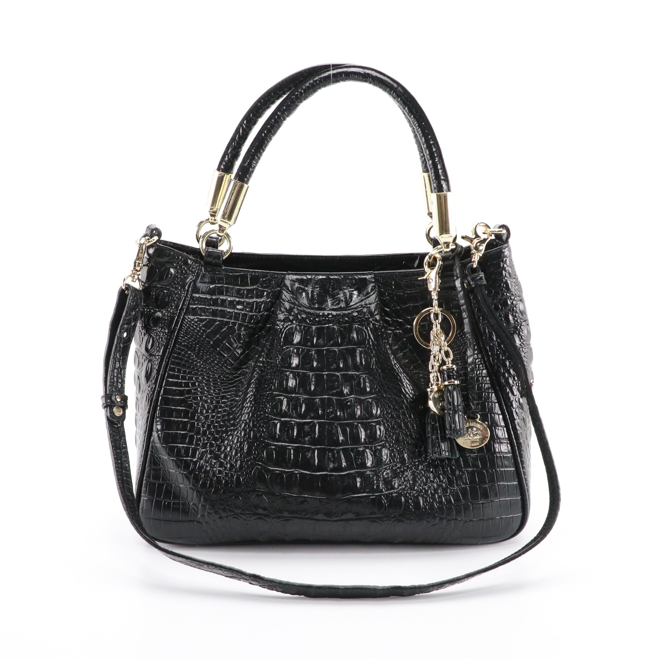 Brahmin Tri-Color Brown and Black Croc Embossed Two-Way Bags ...