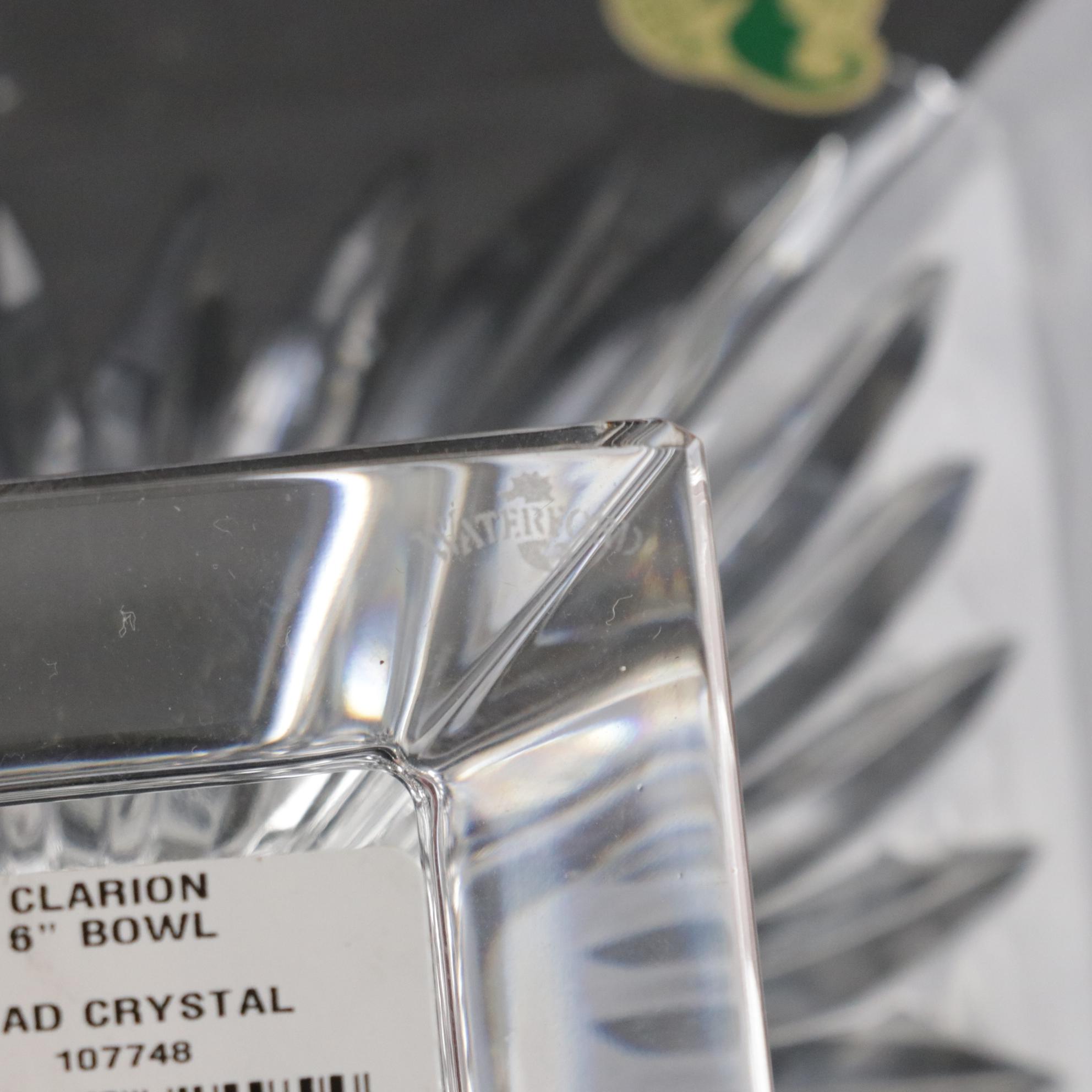 Waterford Crystal "Clarion" Square Footed Bowl & Hobnail Orb Candle ...