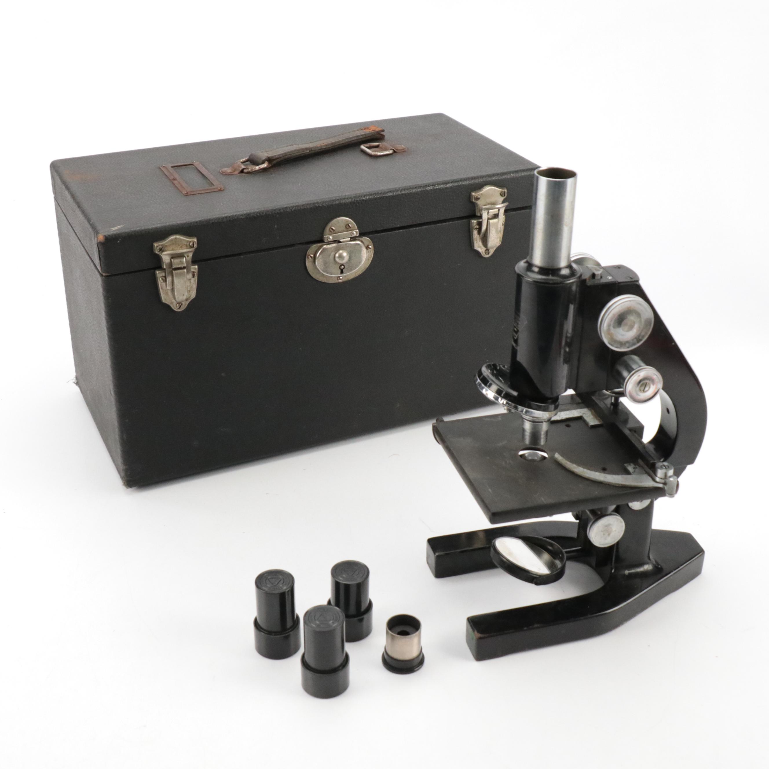 Bausch & Lomb Metal Microscope and Wood Storage Case | Everything But ...