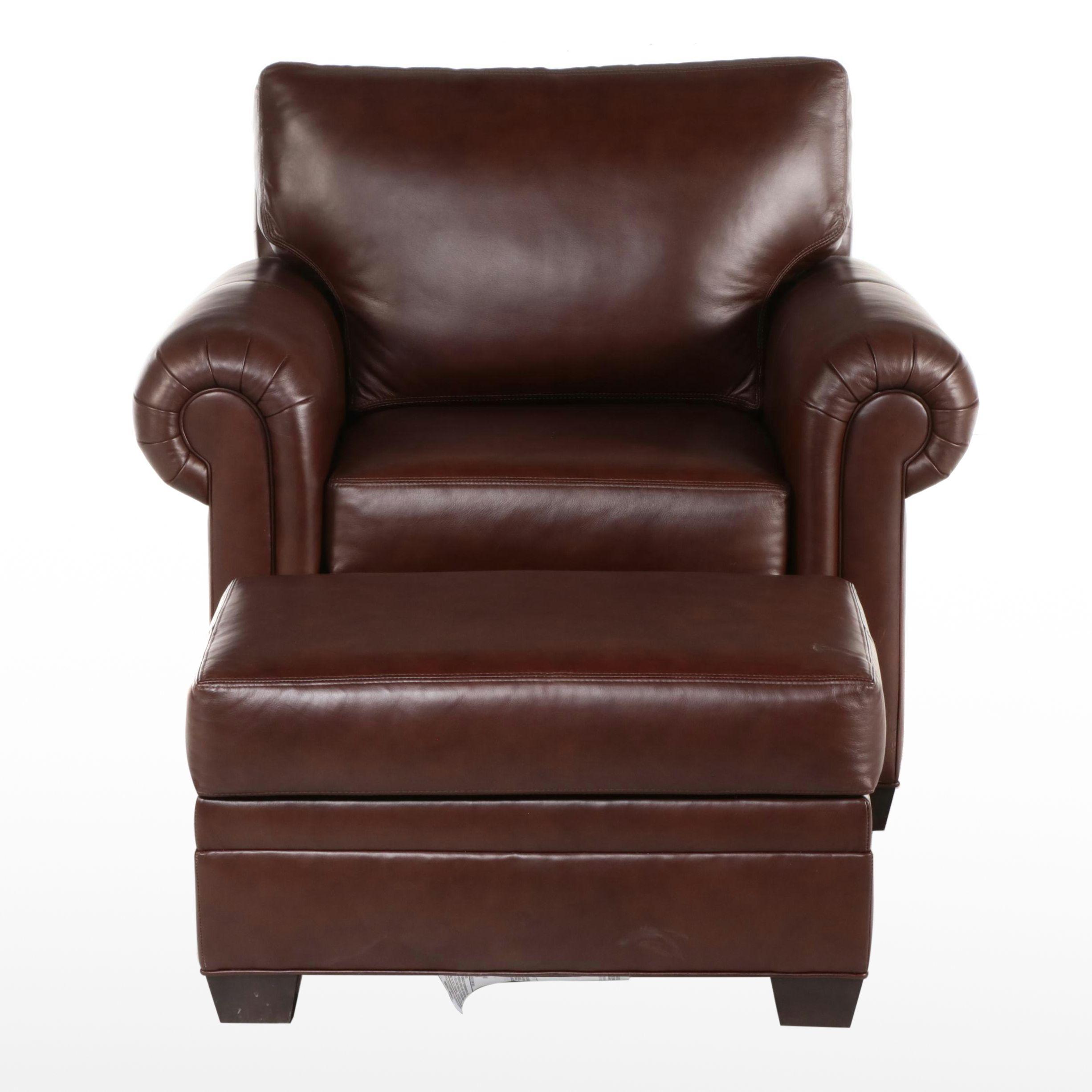 Ethan allen leather chair and ottoman store