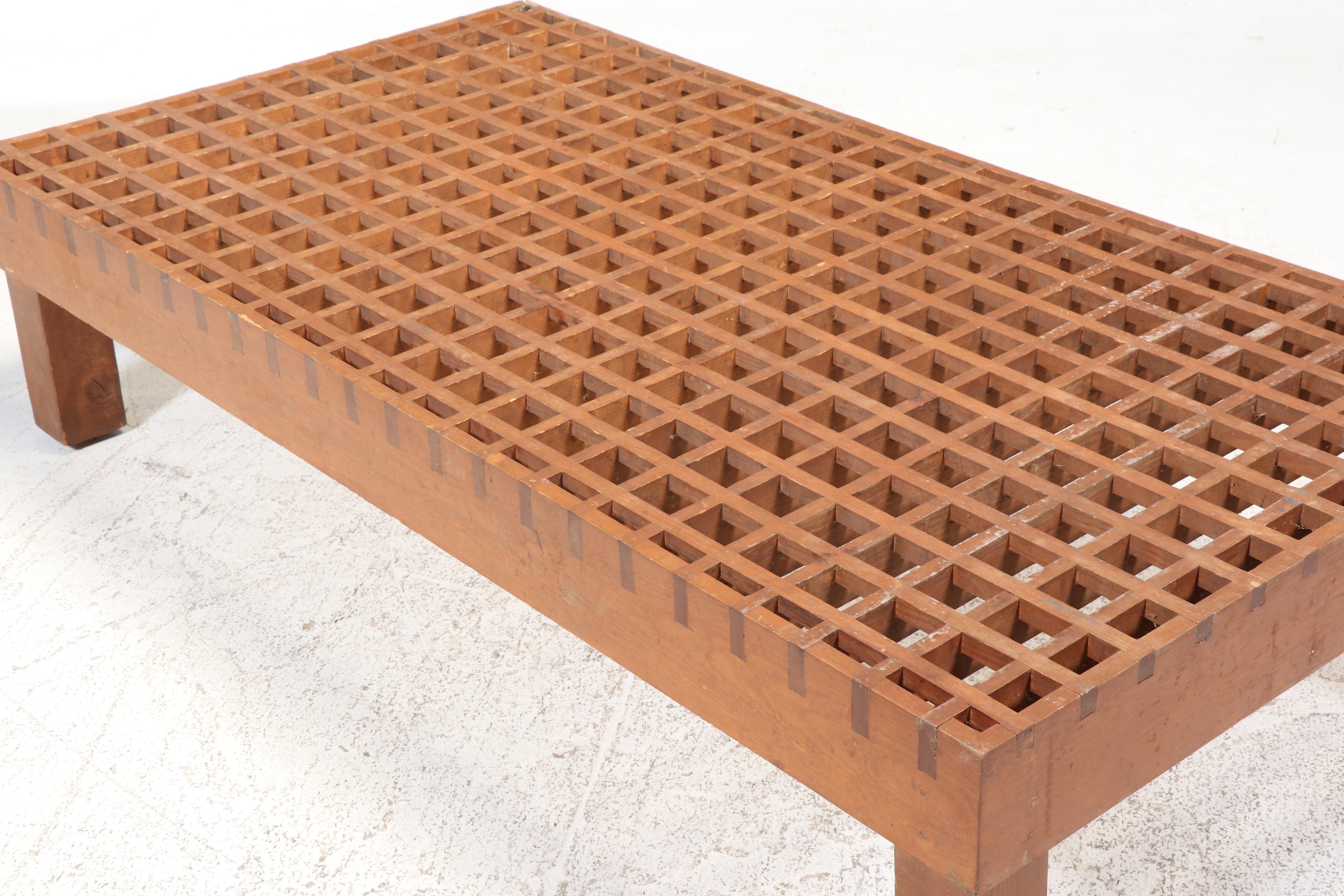 Modern Style Solid Wood Grid Top Coffee Table | EBTH