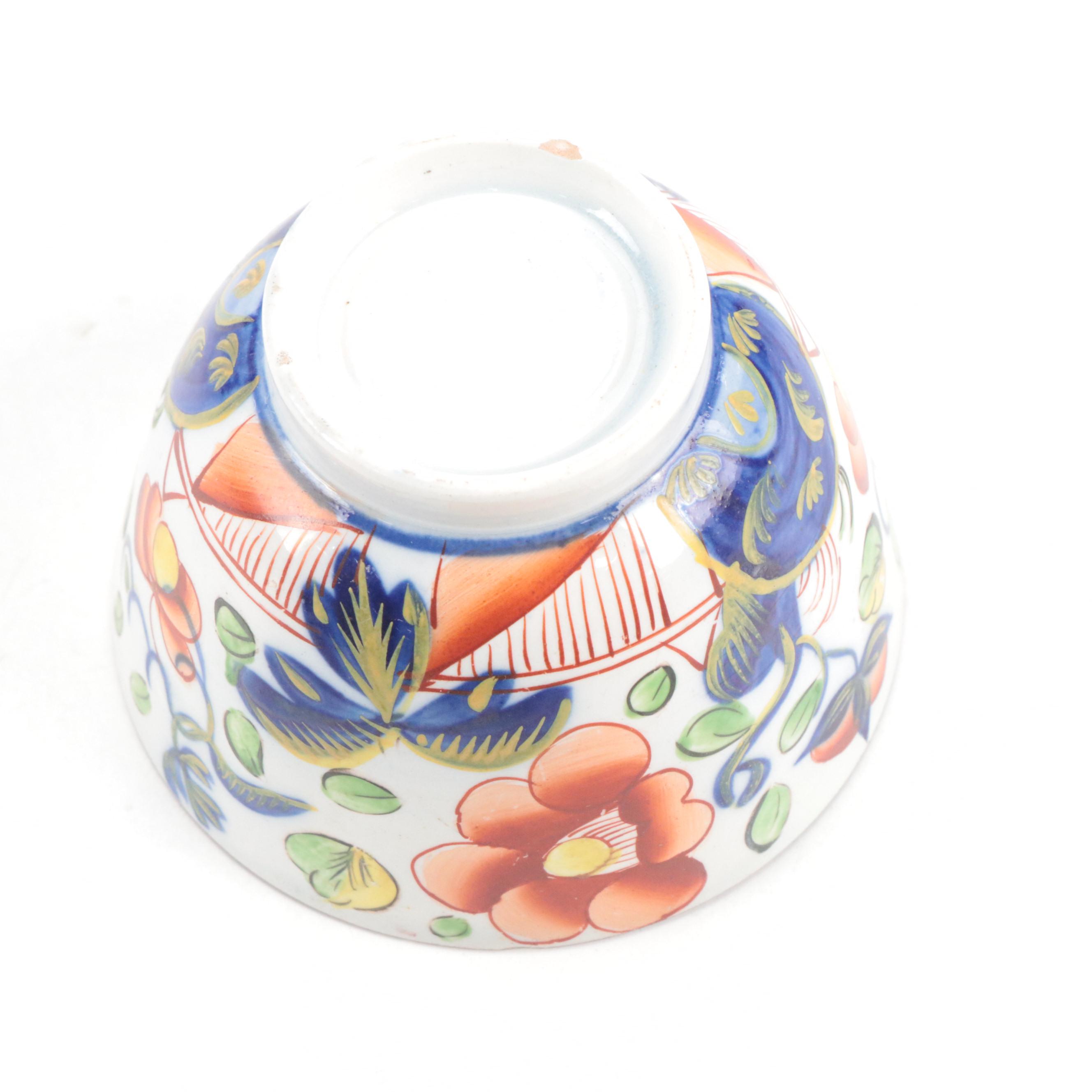 English Pearlware Gaudy Dutch Sunflower and Rose Pattern Plates and Tea ...