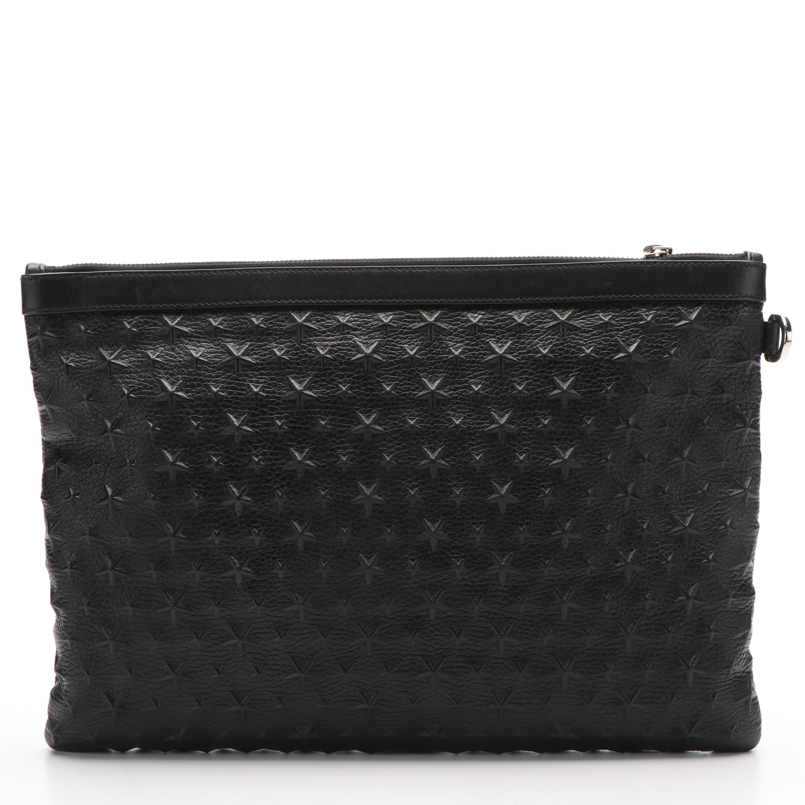 Jimmy Choo Derek Clutch Bag in Black Star Embossed Leather | EBTH