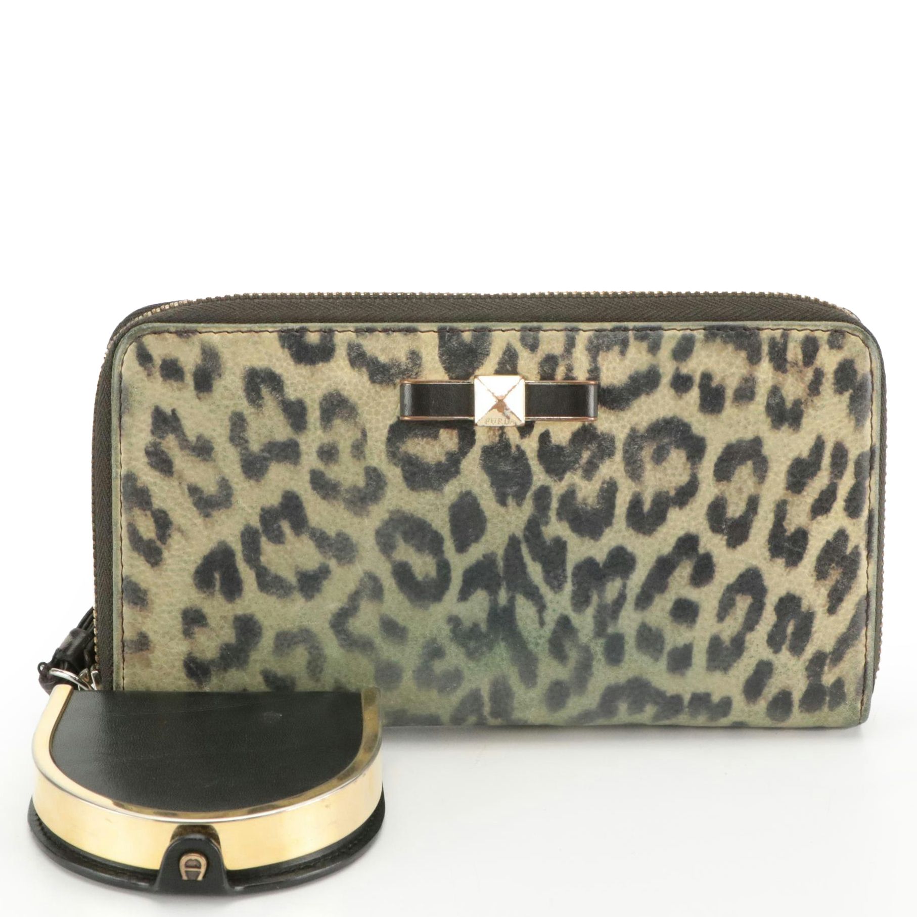 Furla Leopard Print Leather Zip Wallet and Etienne Aigner Leather Coin ...