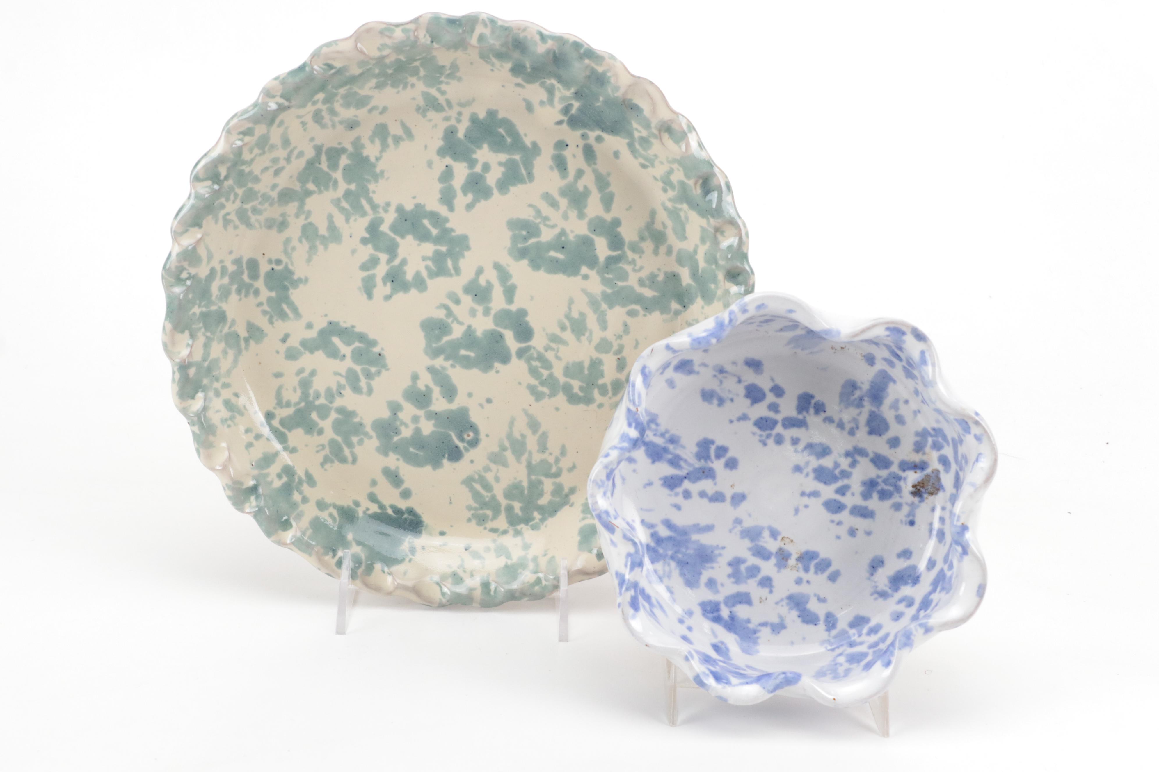 Bybee Pottery Chambersticks, Mug and Spongeware Collection, Mid-Late ...