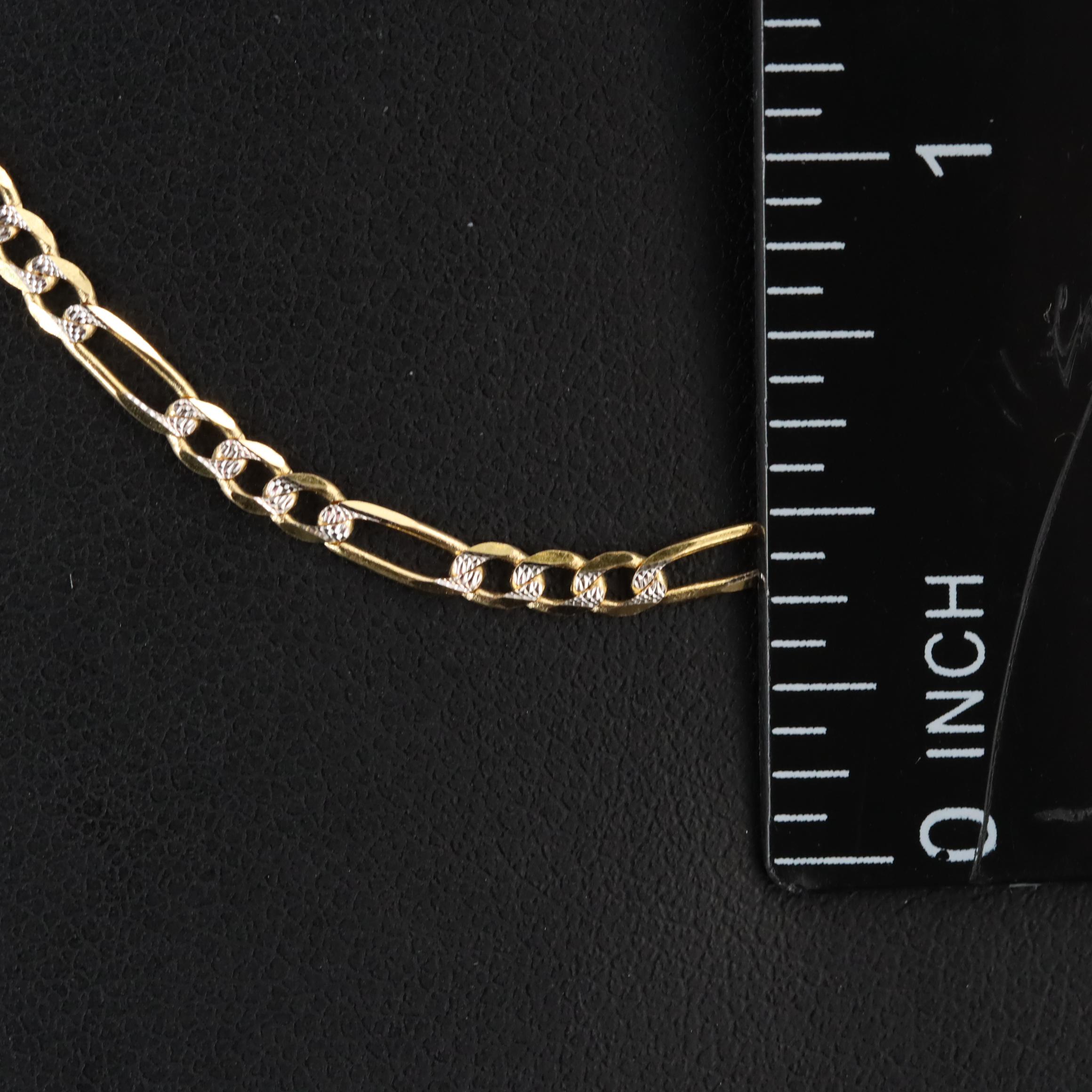 10K Two-Tone Gold Figaro Link Necklace | EBTH