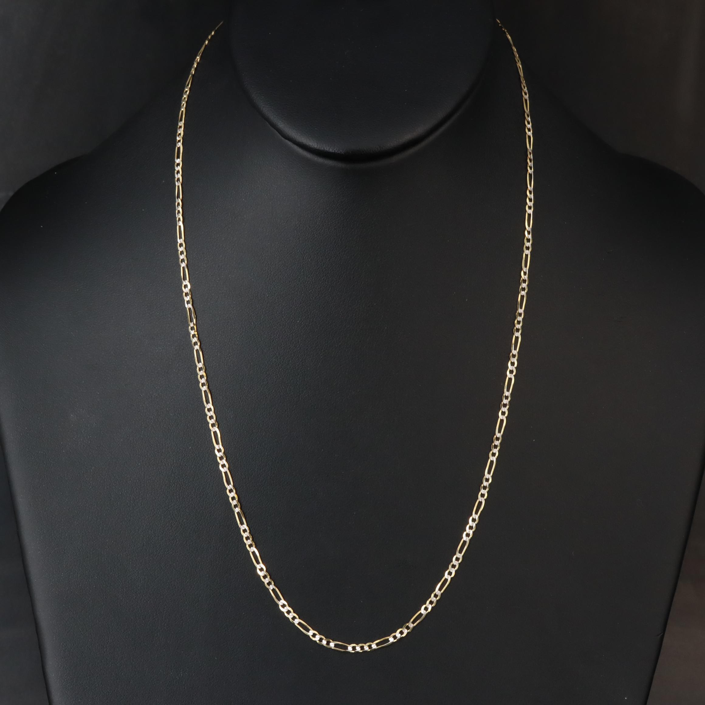 10K Two-Tone Gold Figaro Link Necklace | EBTH