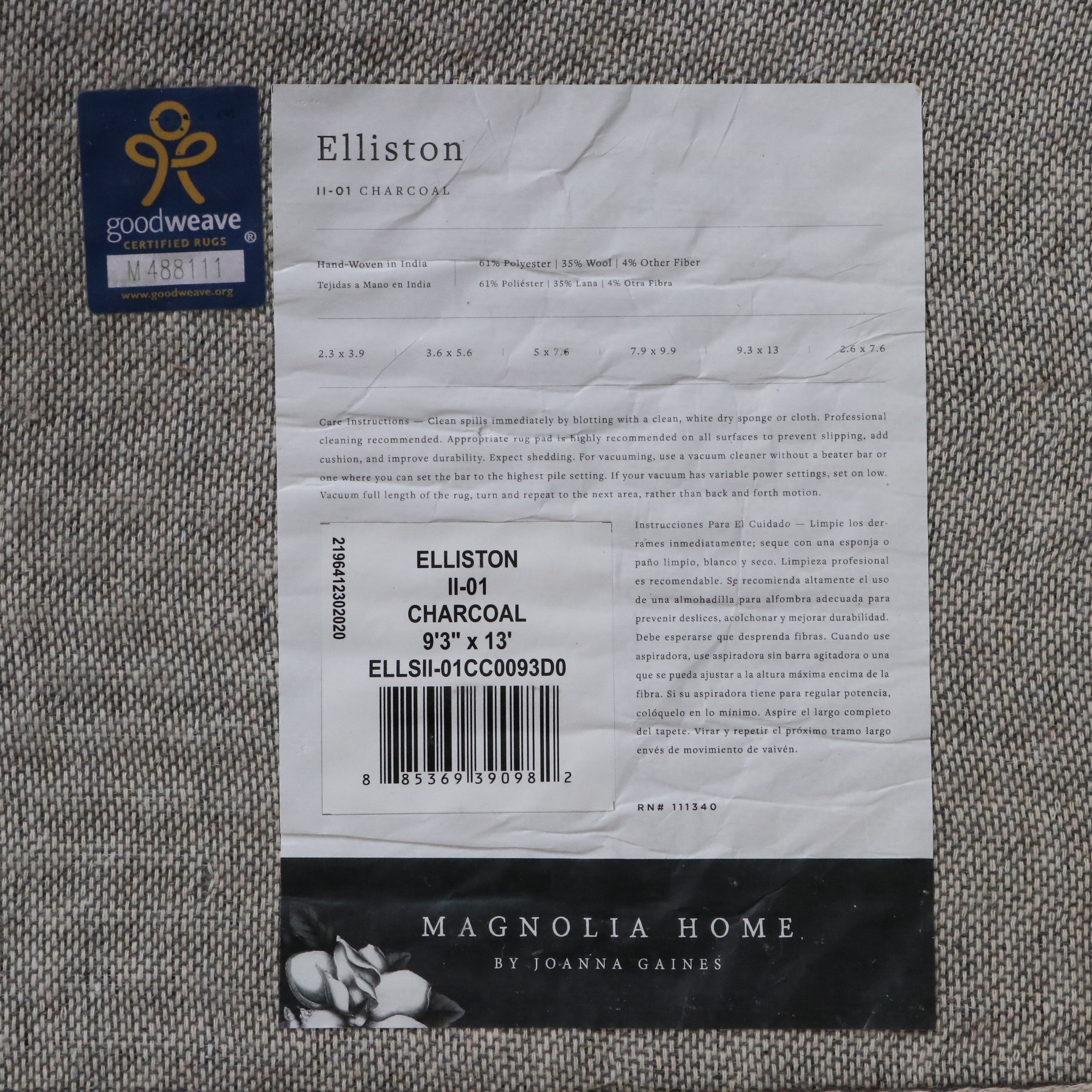 9'3 x 12'11 Handmade Magnolia Home by Johanna Gaines Elliston Room ...